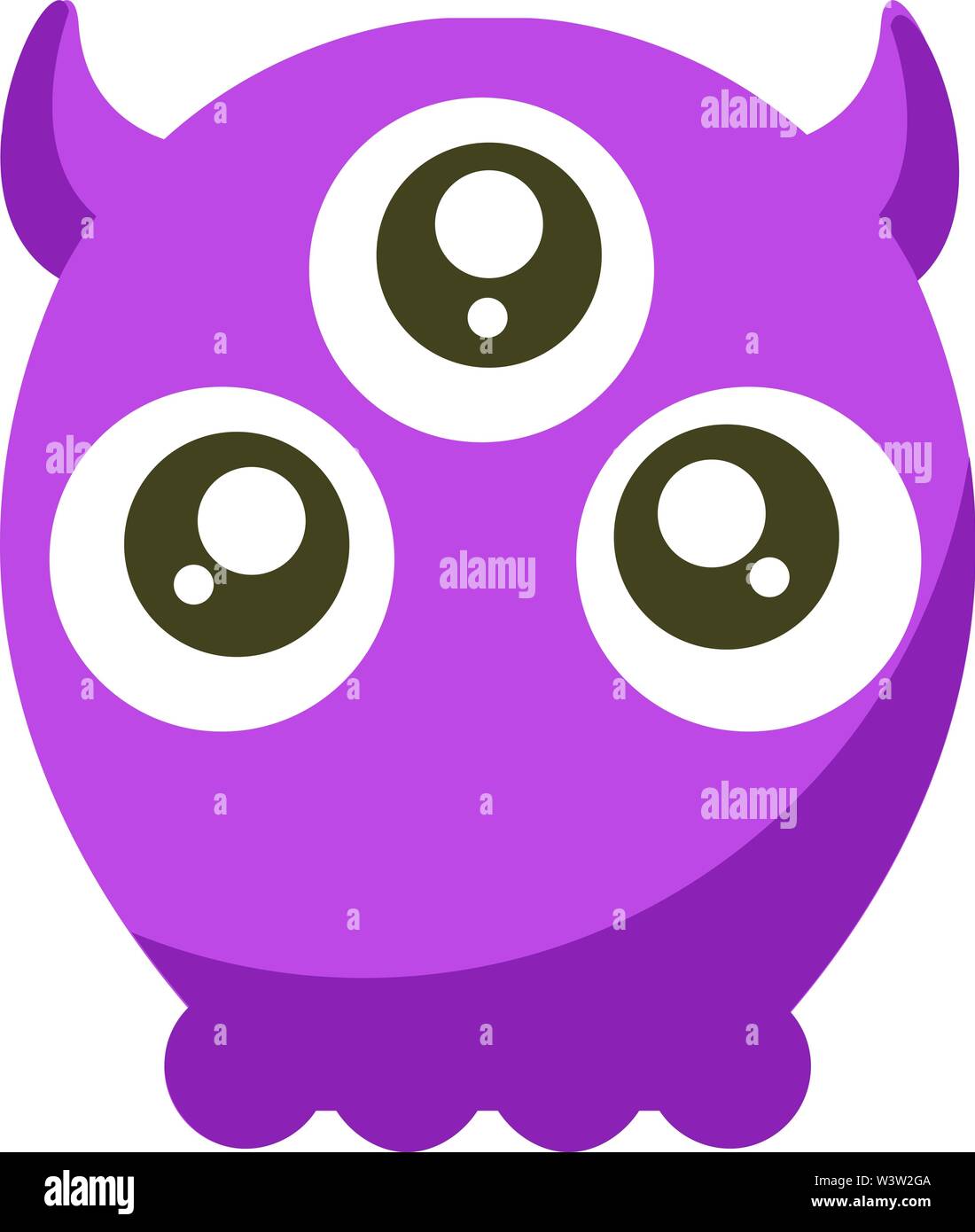 Monster with three eyes, illustration, vector on white background Stock ...