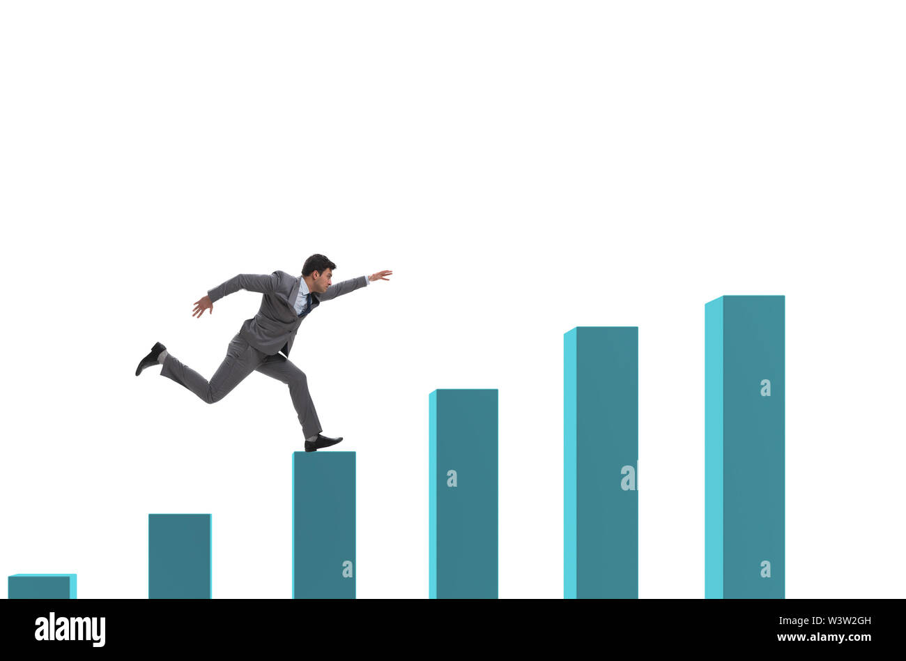The businessman running towards economic success Stock Photo - Alamy