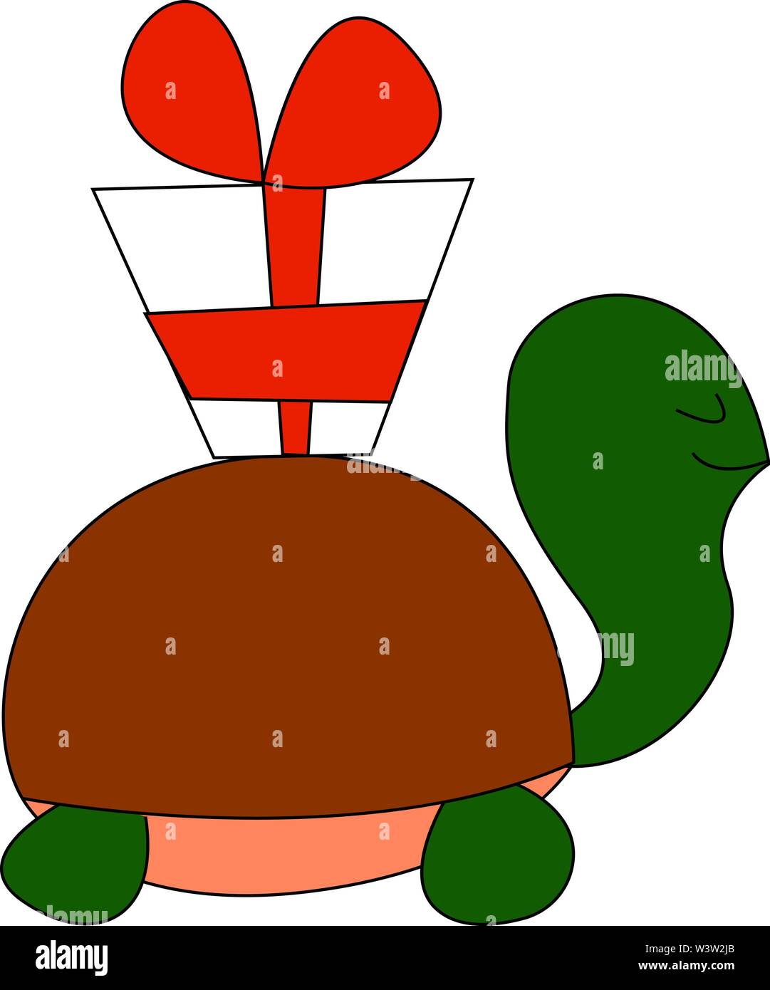 Turtle with a gift, illustration, vector on white background Stock ...