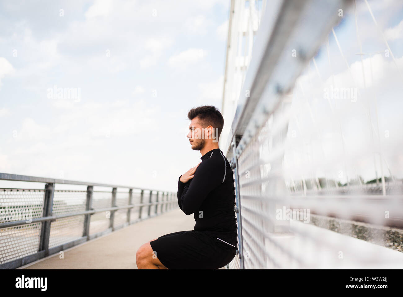 Athletic Man Doing Running Exercise Stock Photo - Alamy