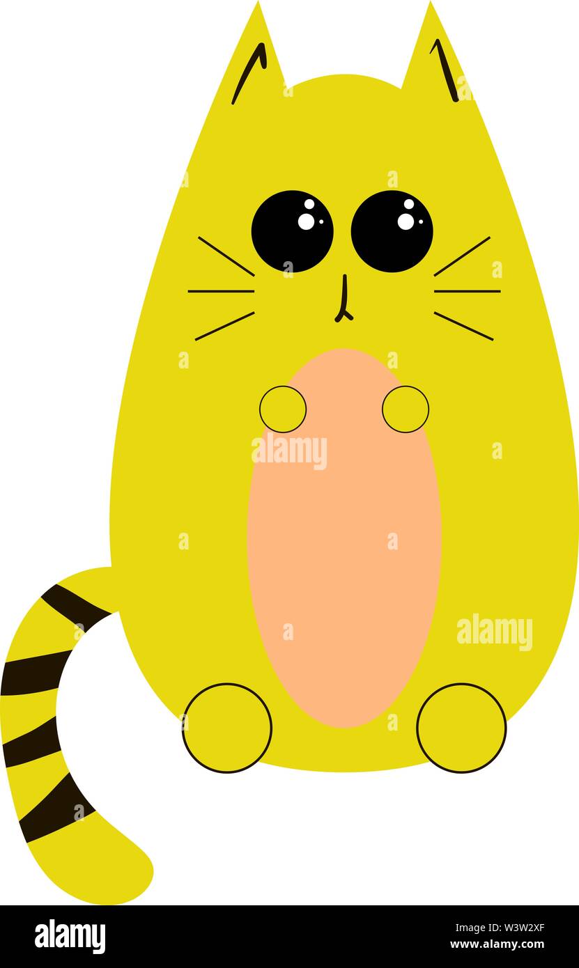 Yellow cute cat, illustration, vector on white background Stock Vector ...