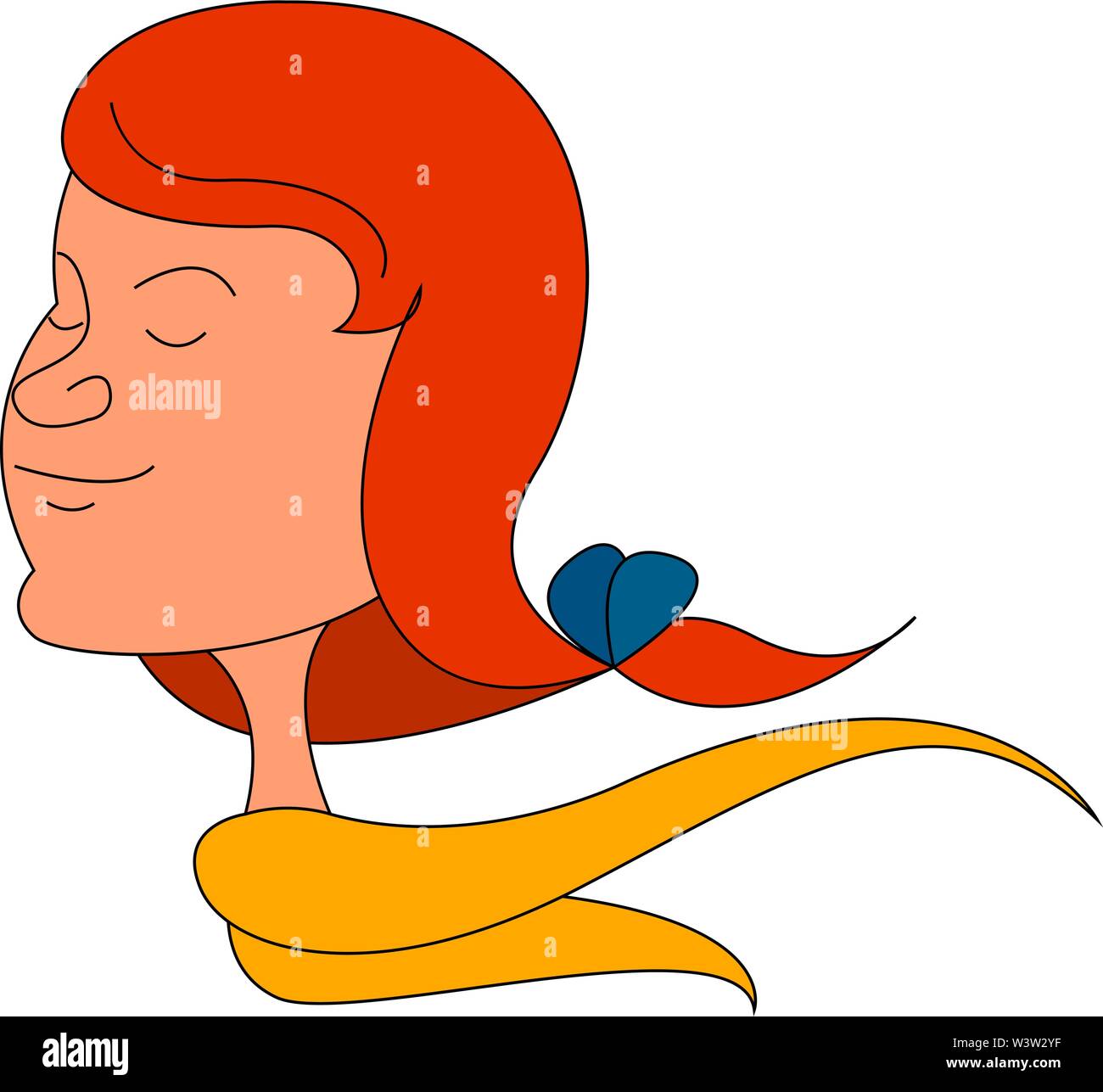 Girl with yellow scarf, illustration, vector on white background Stock ...