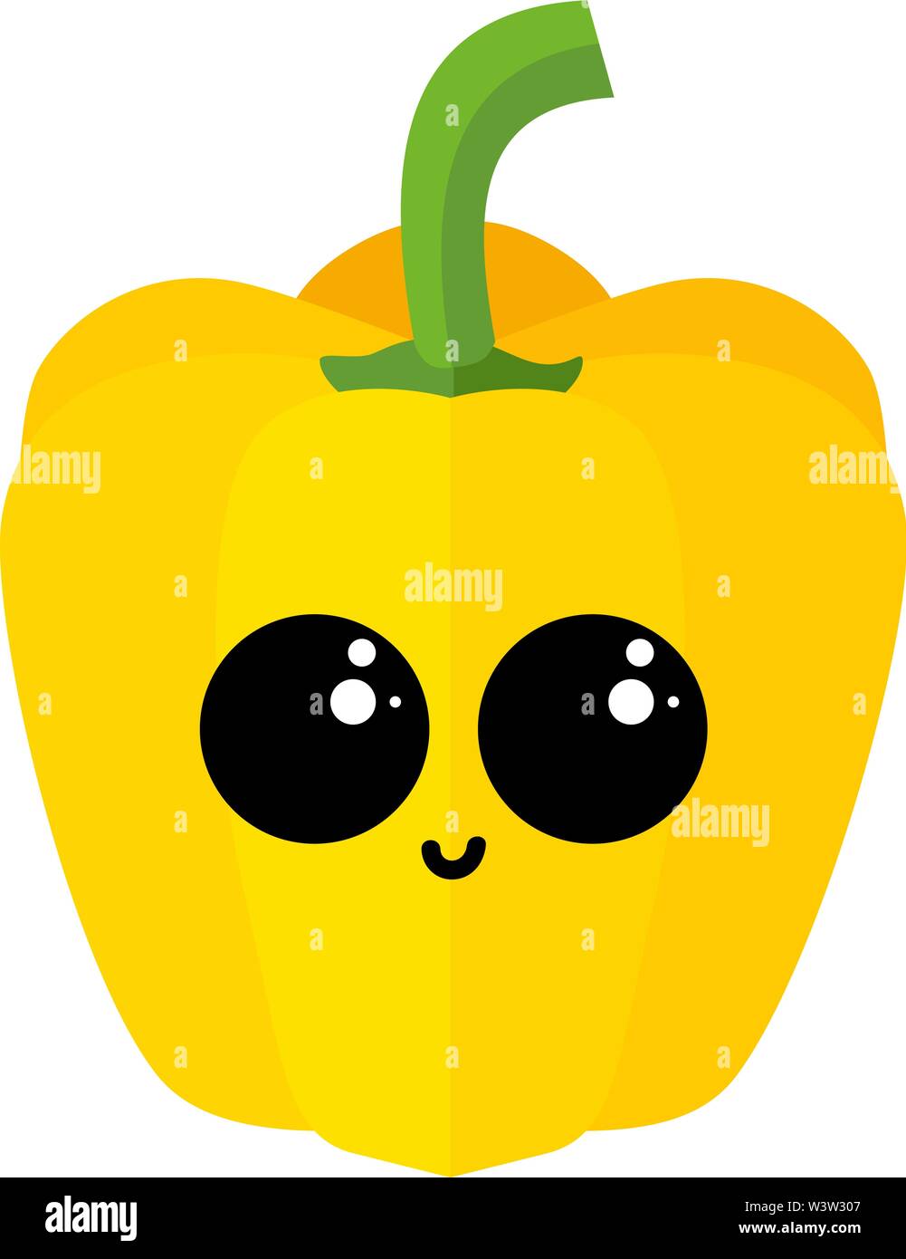 Yellow pepper with eyes, illustration, vector on white background Stock ...