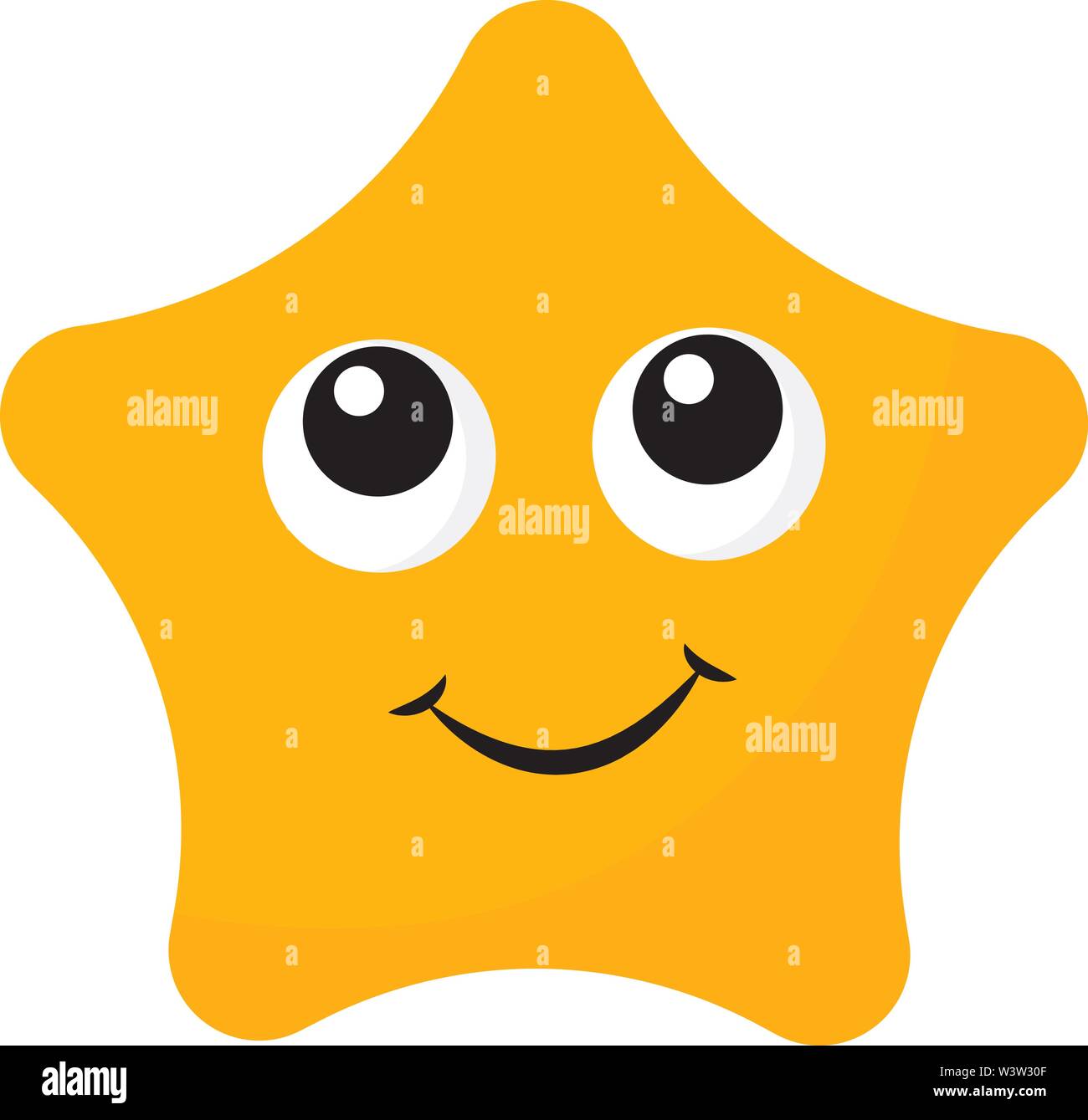 Yellow star with eyes, illustration, vector on white background Stock ...