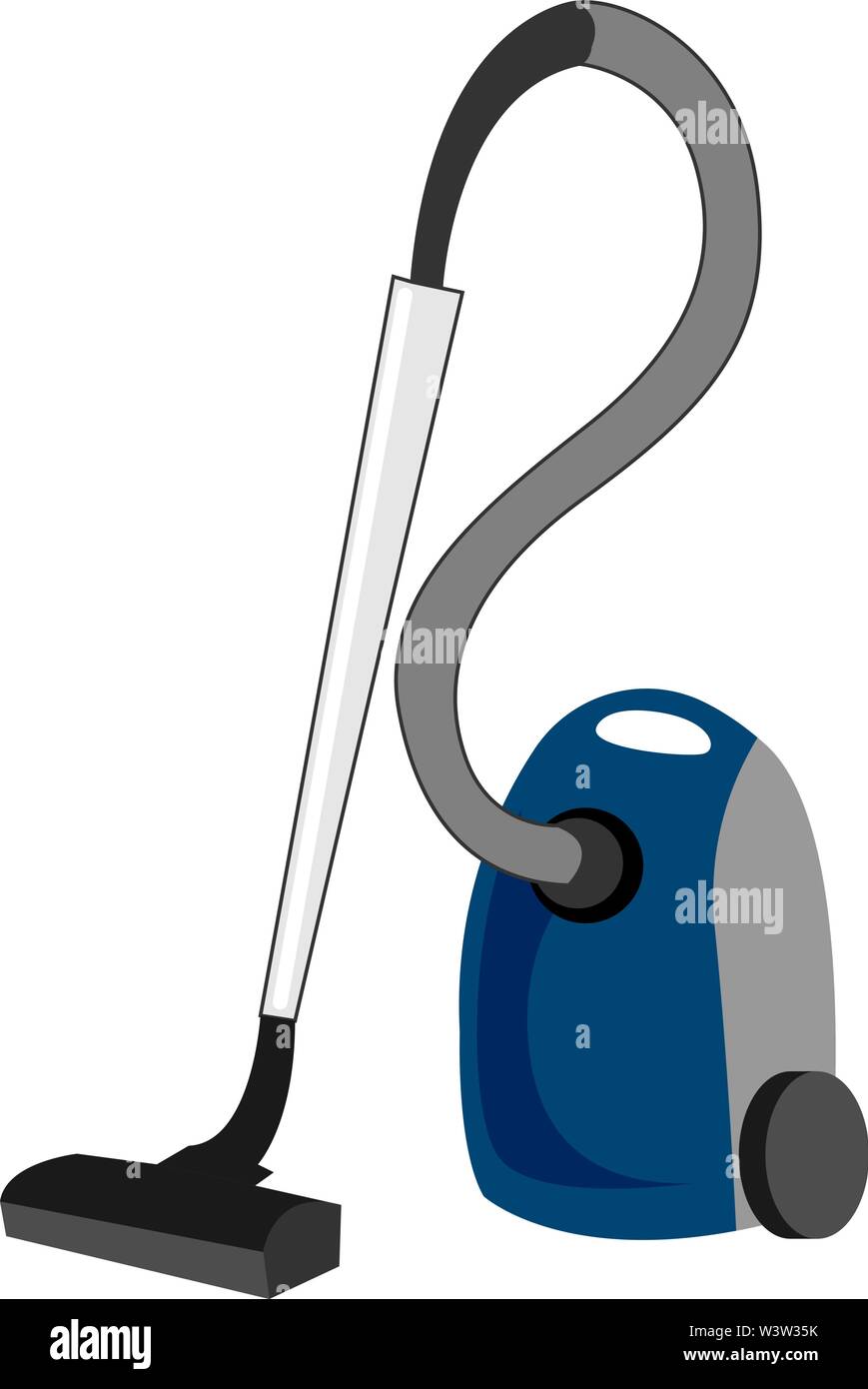 Blue vacuum cleaner, illustration, vector on white background Stock ...