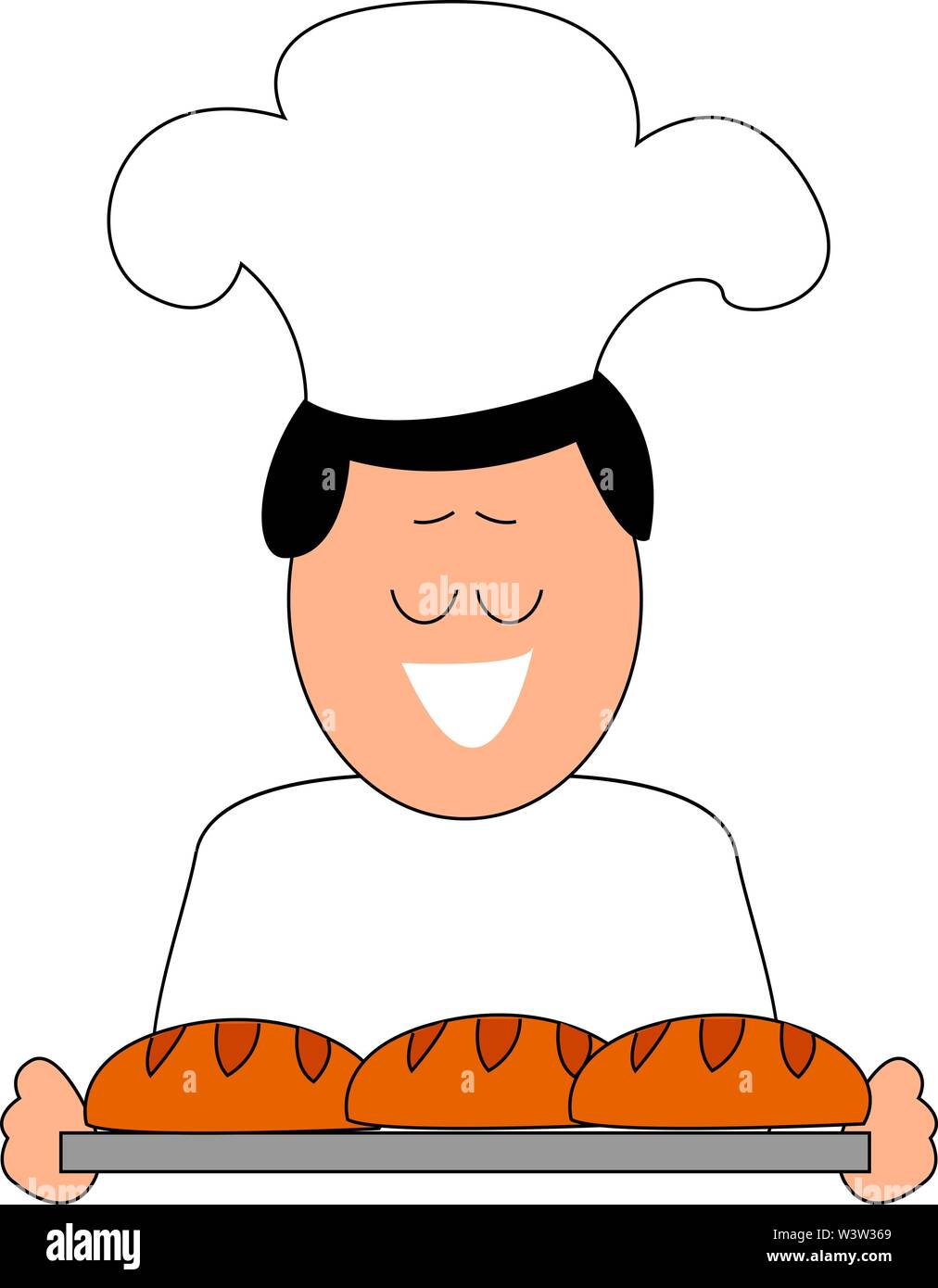 Baker with breads, illustration, vector on white background Stock ...