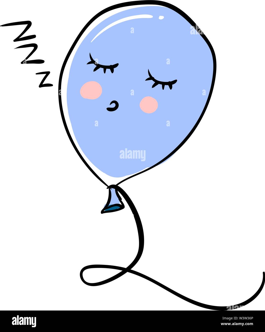 Sleeping blue balloon, illustration, vector on white background Stock ...