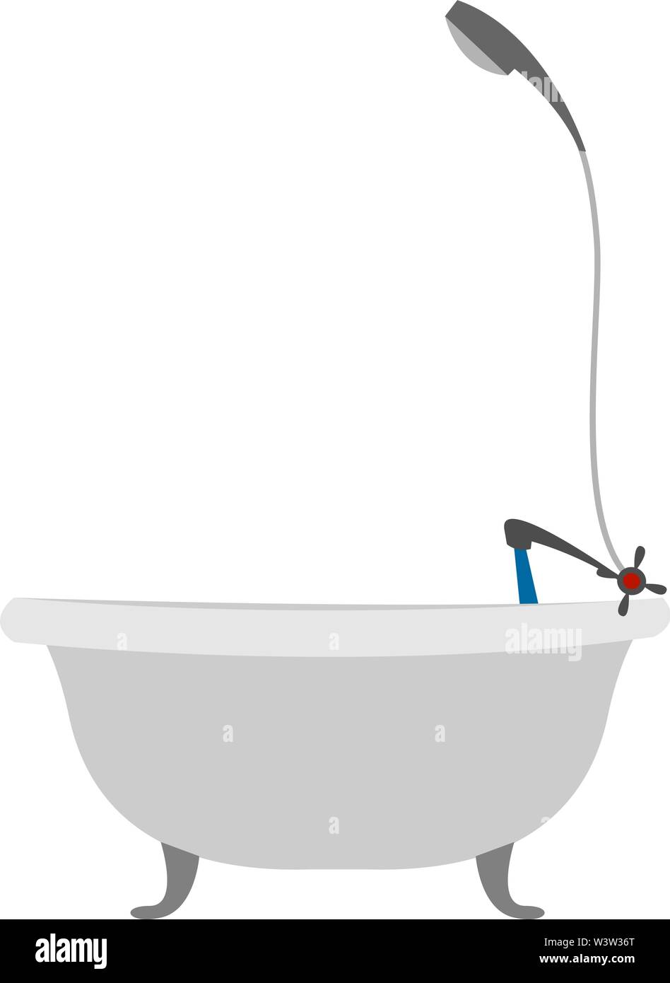 Bath fill with water, illustration, vector on white background Stock ...