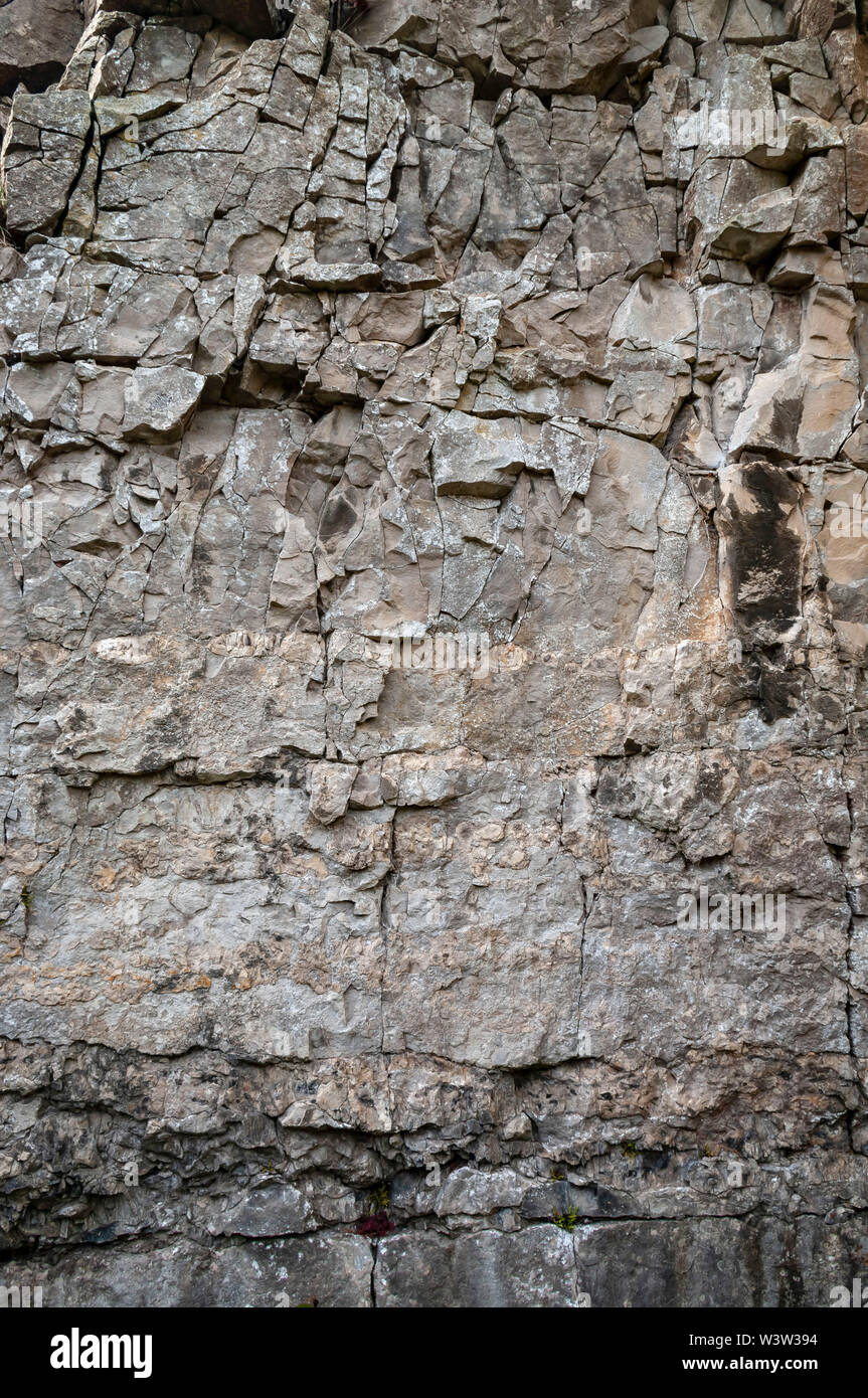 Old limestone quarry in the Peak District, showing fractured rock ...