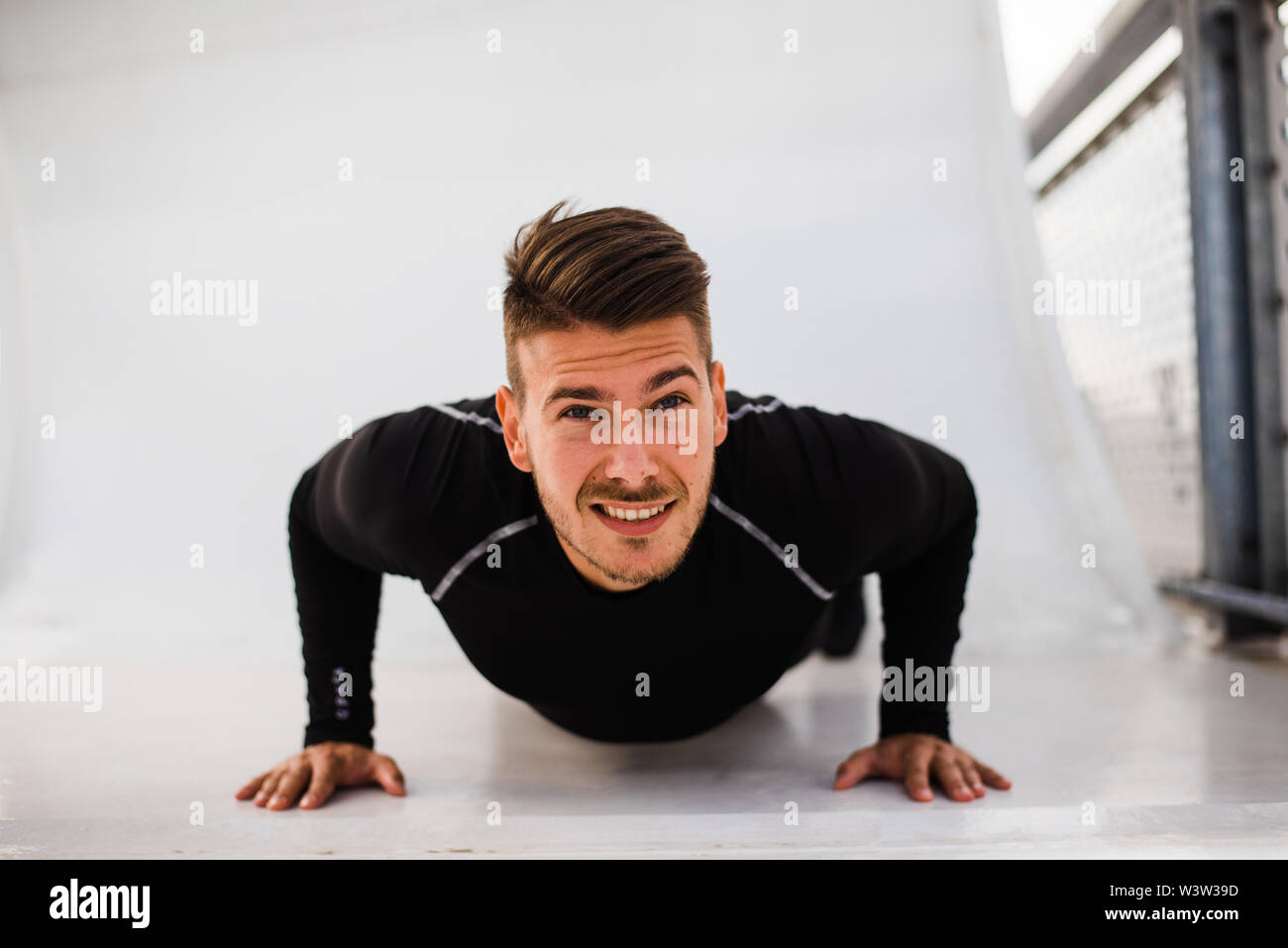 Athletic Man Doing Running Exercise Stock Photo - Alamy