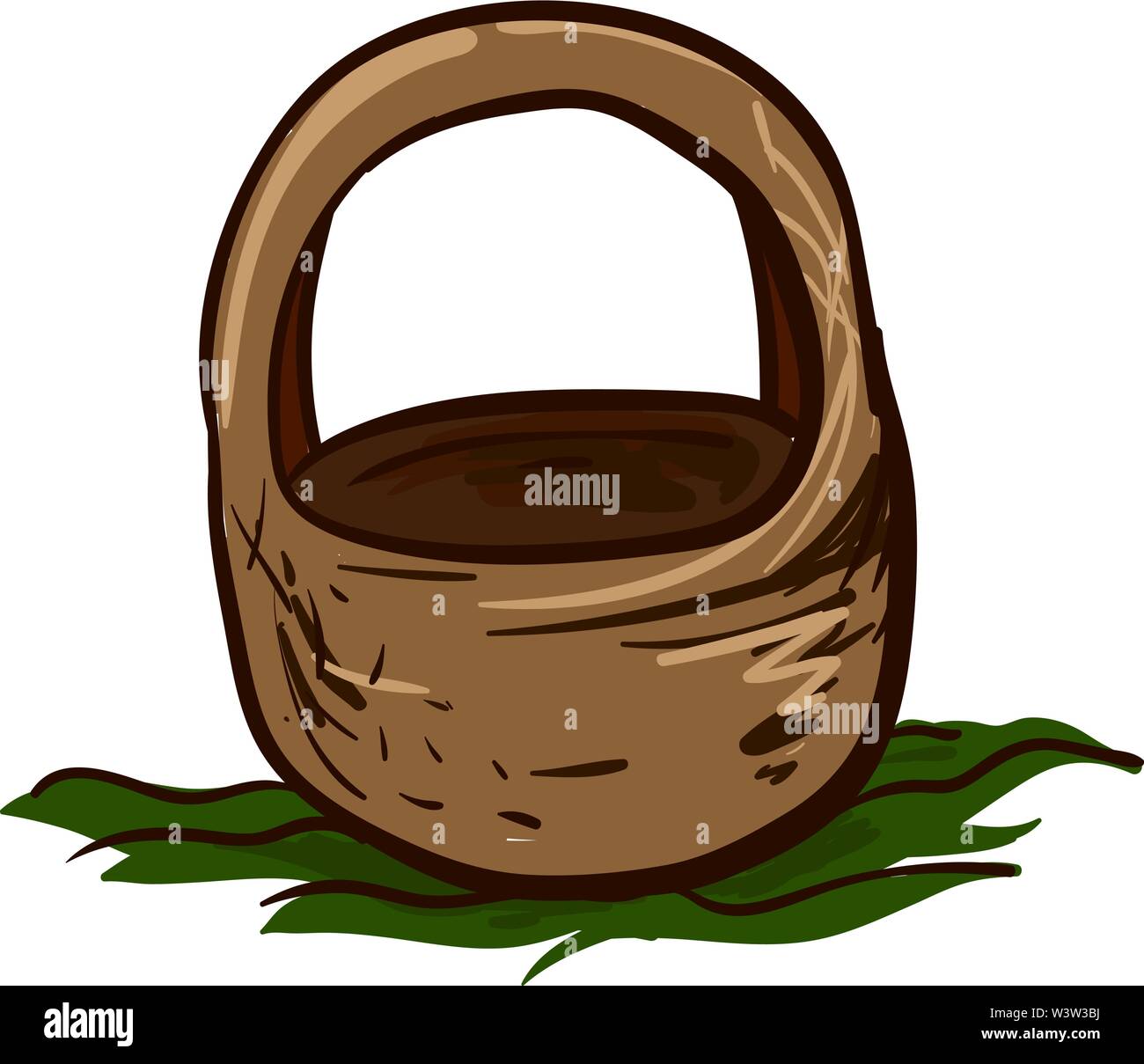 Big brown basket, illustration, vector on white background Stock Vector ...