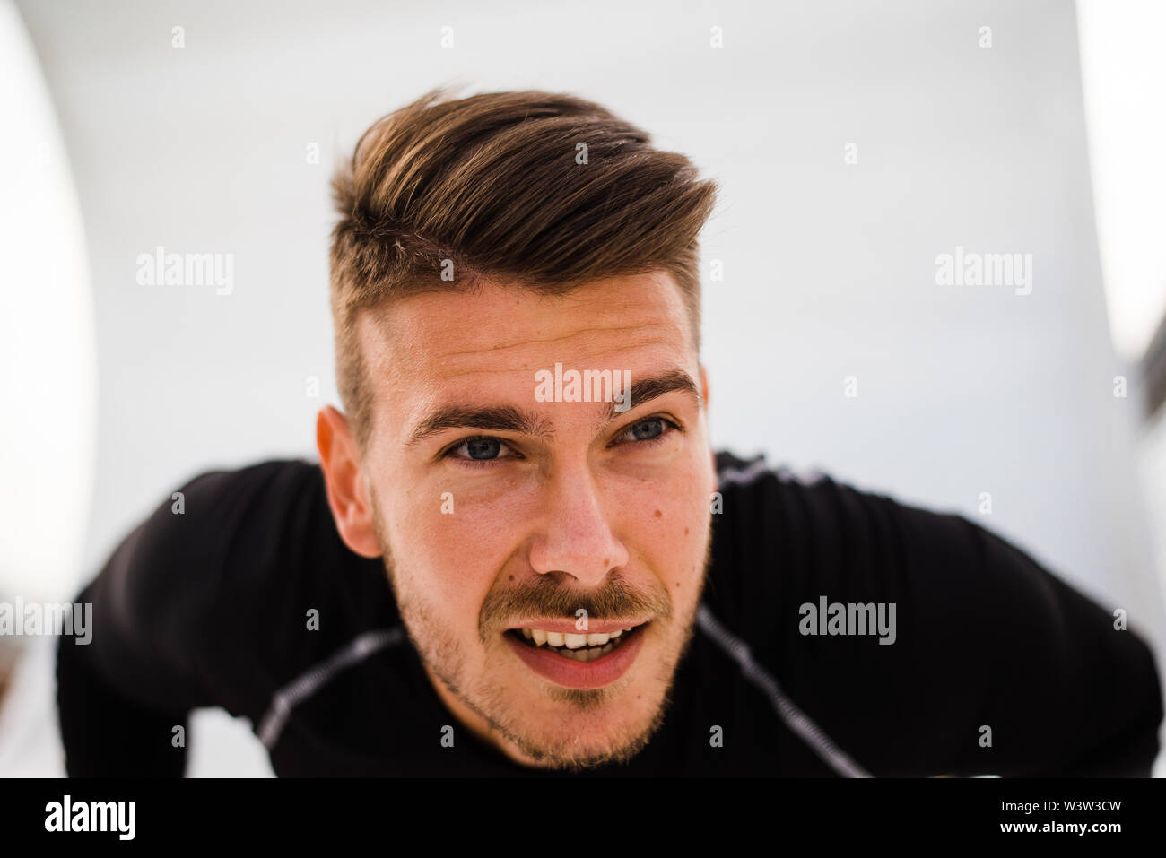 Athletic Man Doing Running Exercise Stock Photo - Alamy