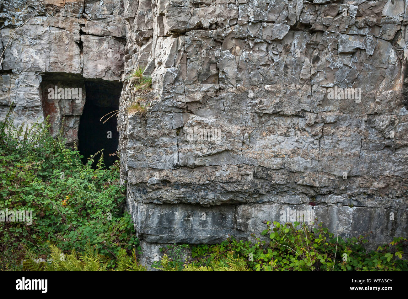 Old limestone quarry in the Peak District, showing fractured rock ...