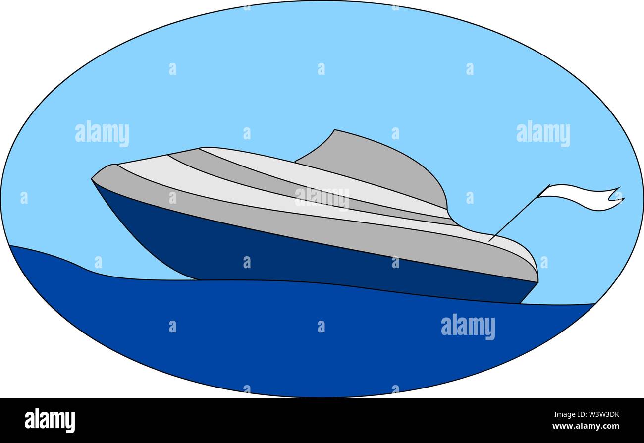 Boat on a big wave, illustration, vector on white background Stock ...