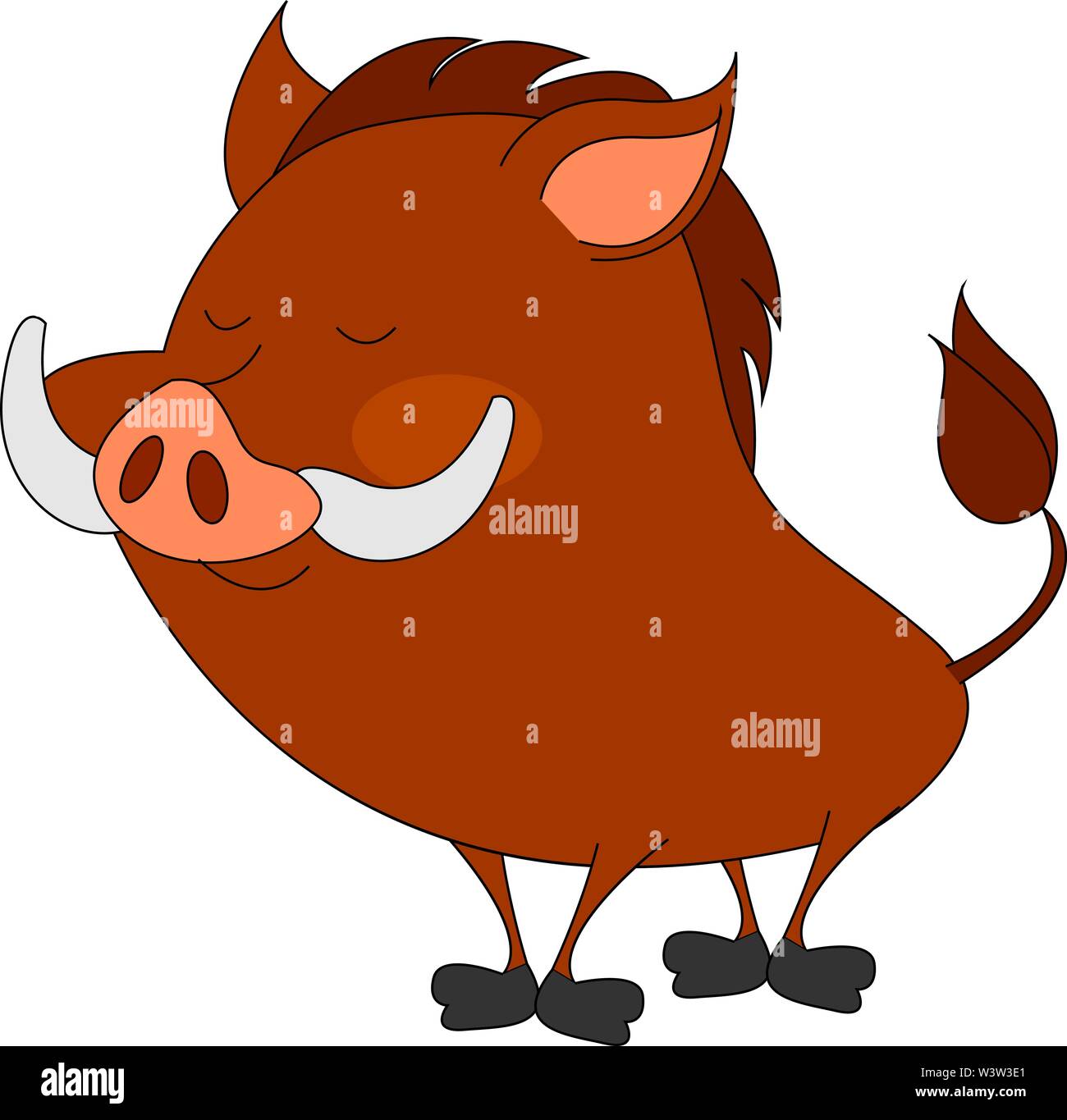 Cute wild boar, illustration, vector on white background Stock Vector ...