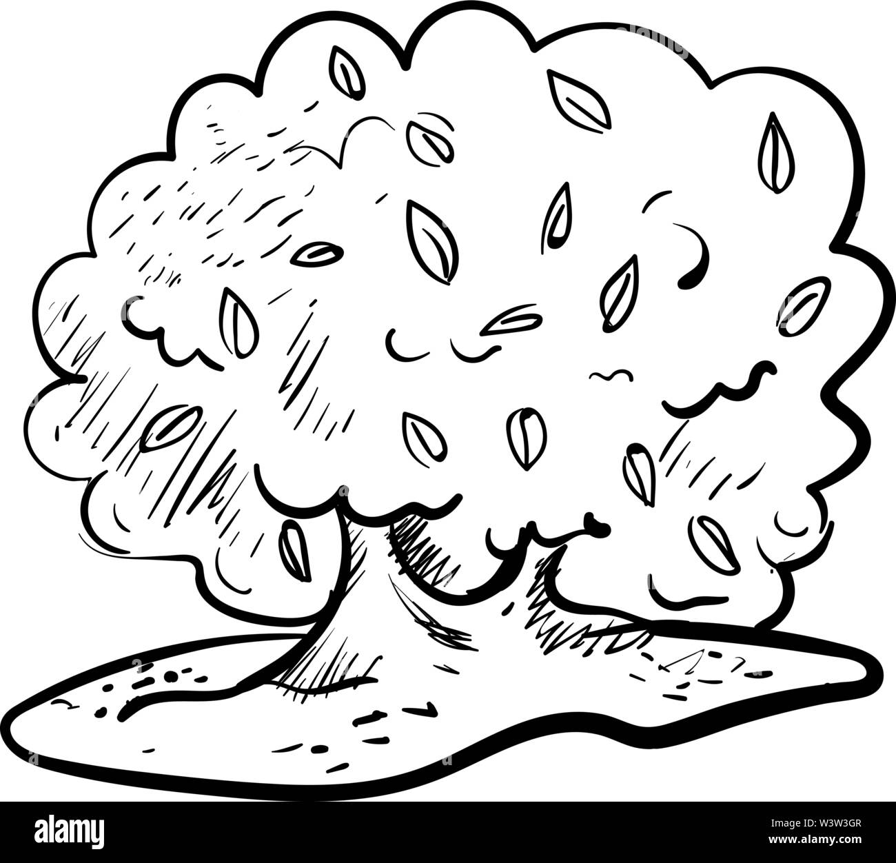 Bush drawing, illustration, vector on white background Stock Vector ...