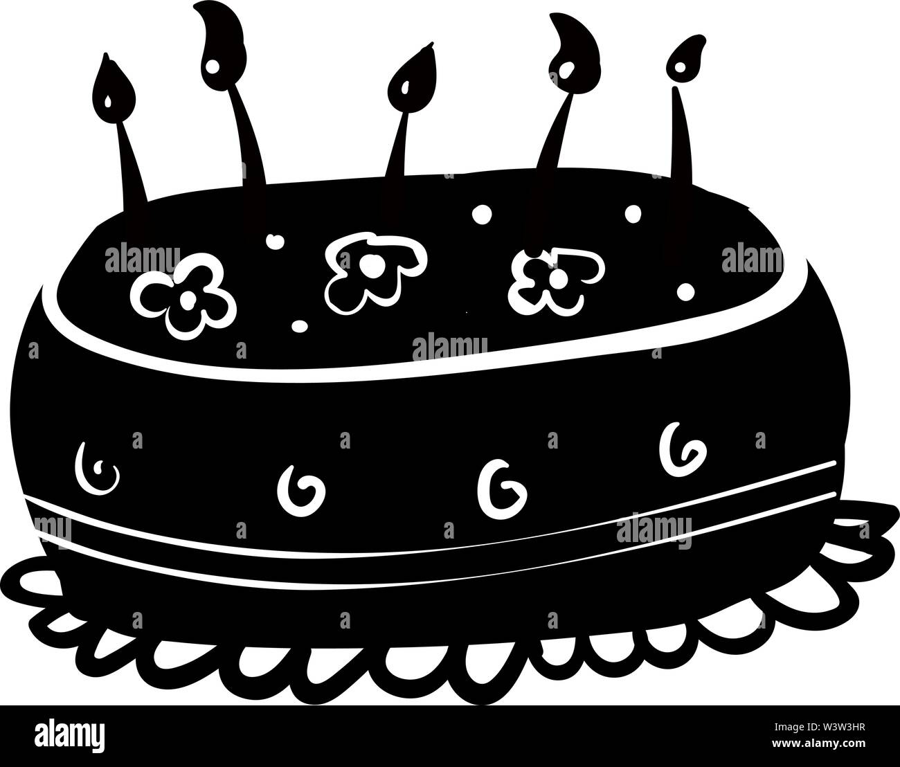 Birthday cake drawing, illustration, vector on white background Stock ...