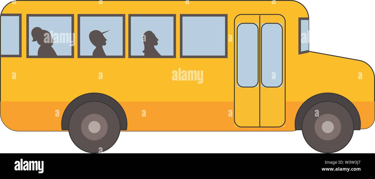 Yellow bus, illustration, vector on white background Stock Vector Image ...
