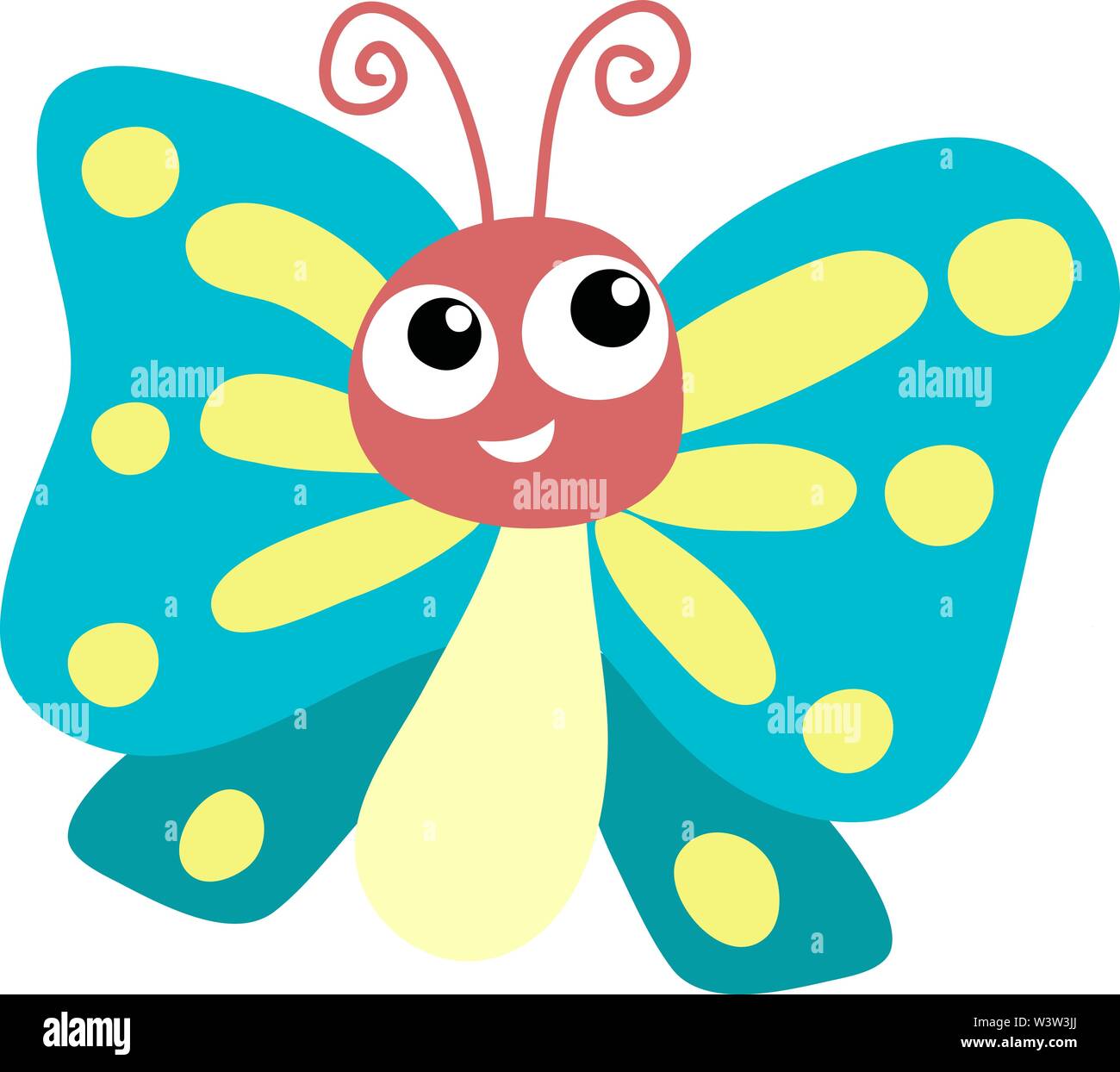Happy butterfly, illustration, vector on white background Stock Vector ...