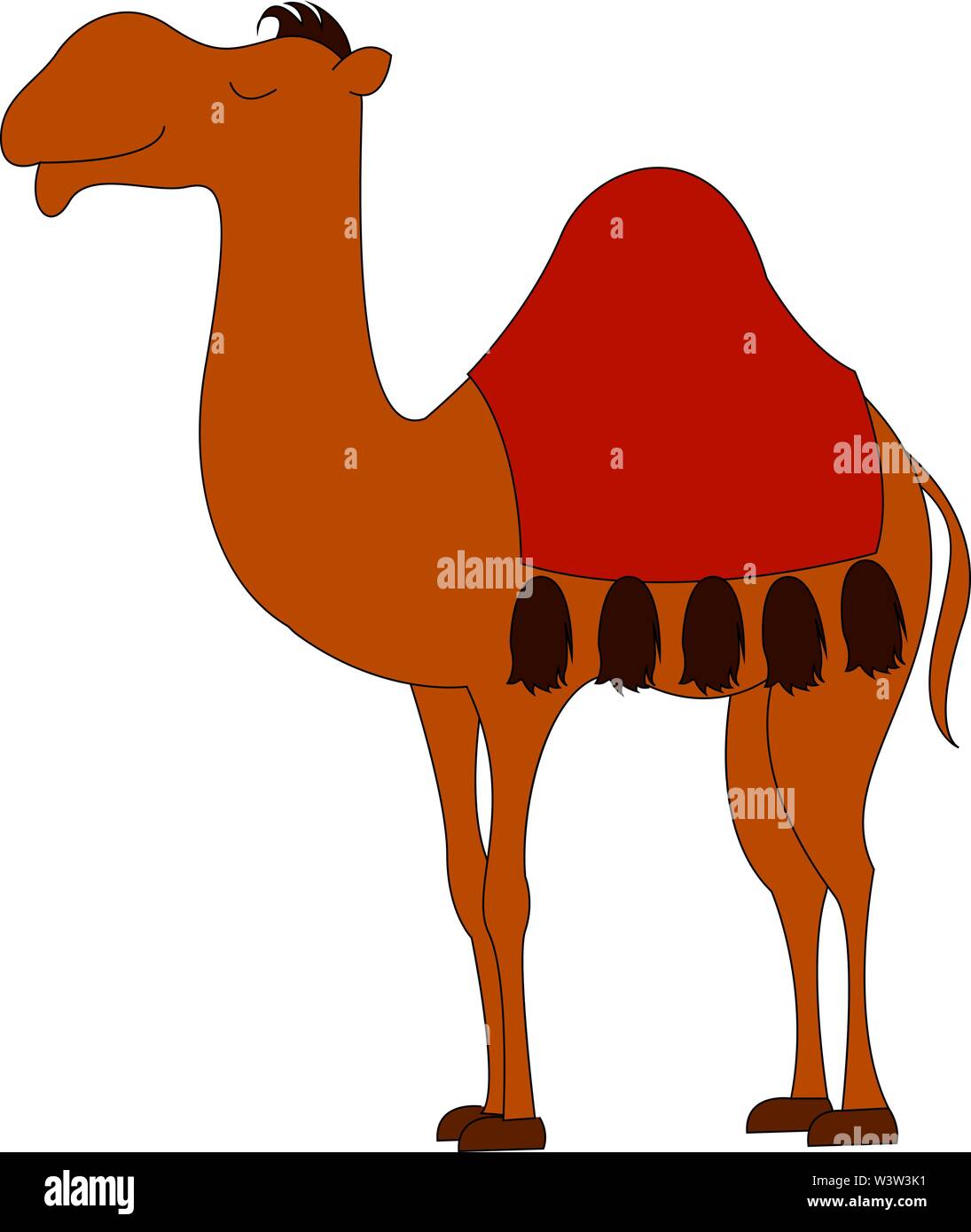 Red camel in desert, illustration, vector on white background Stock ...