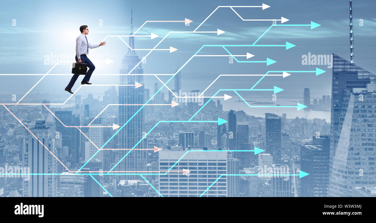 The businessman thinking of different career paths Stock Photo - Alamy