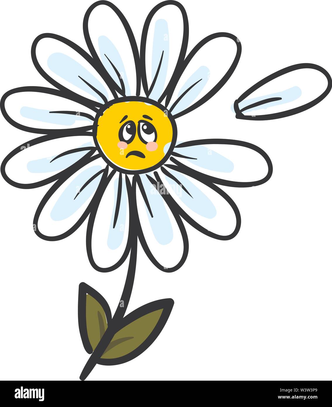 Sad chamomile flower, illustration, vector on white background Stock ...