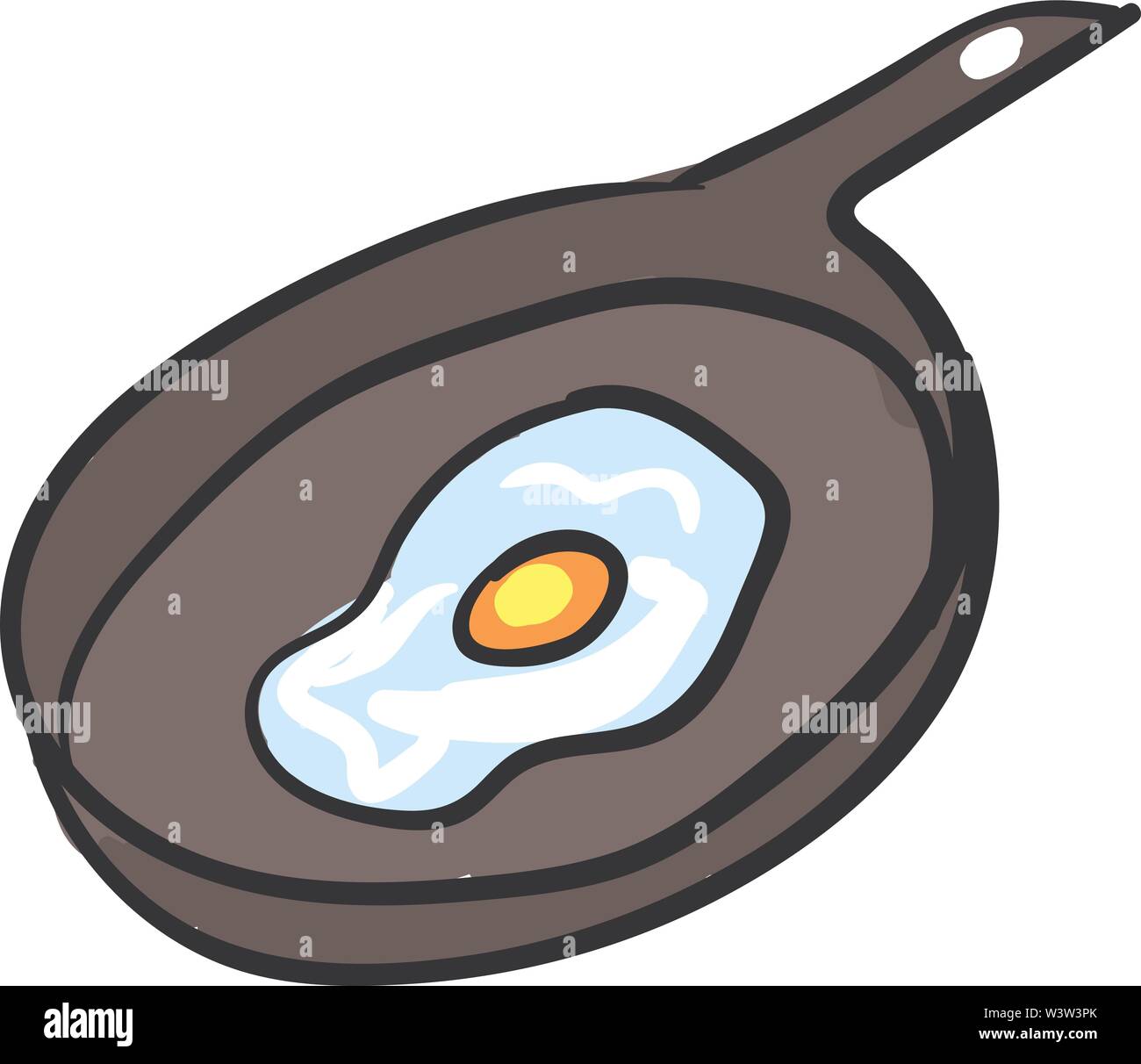 Egg in a pan, illustration, vector on white background Stock Vector ...