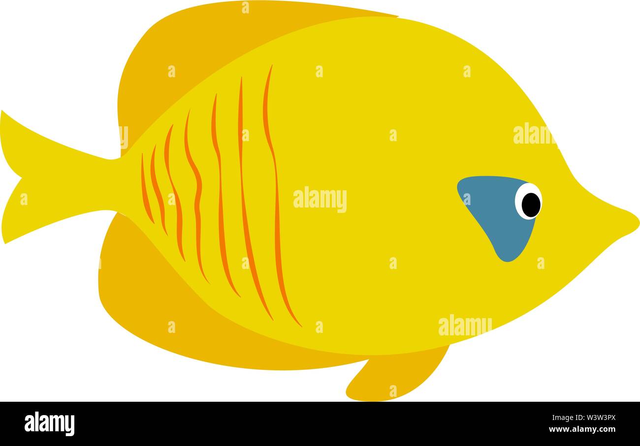 Yellow fish, illustration, vector on white background Stock Vector ...
