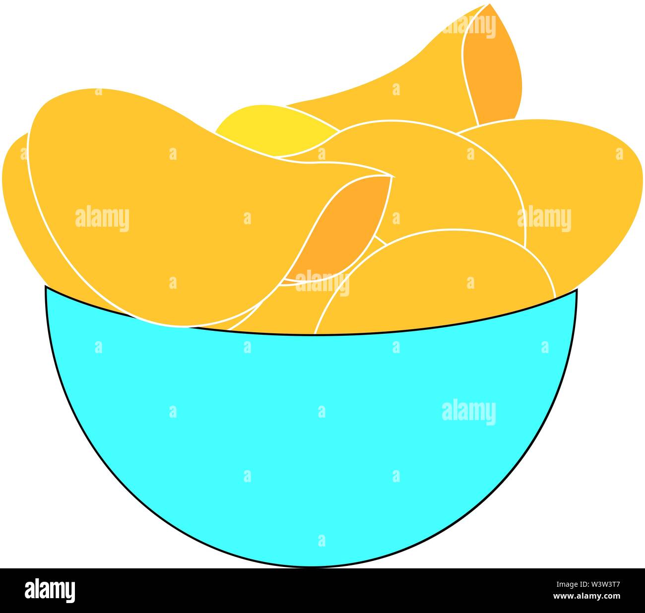 Chips in bowl, illustration, vector on white background Stock Vector ...