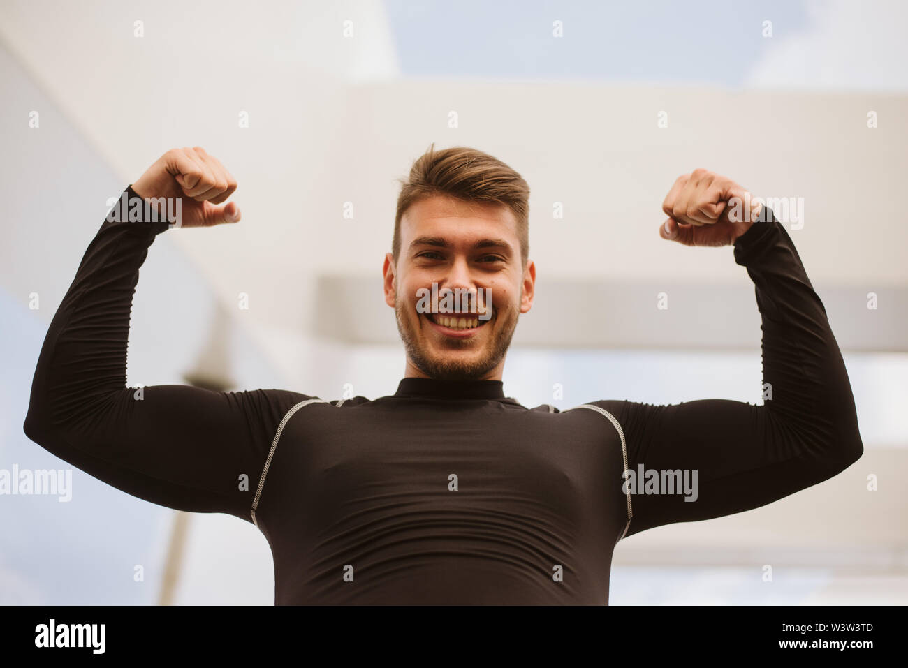 Athletic Man Doing Running Exercise Stock Photo - Alamy