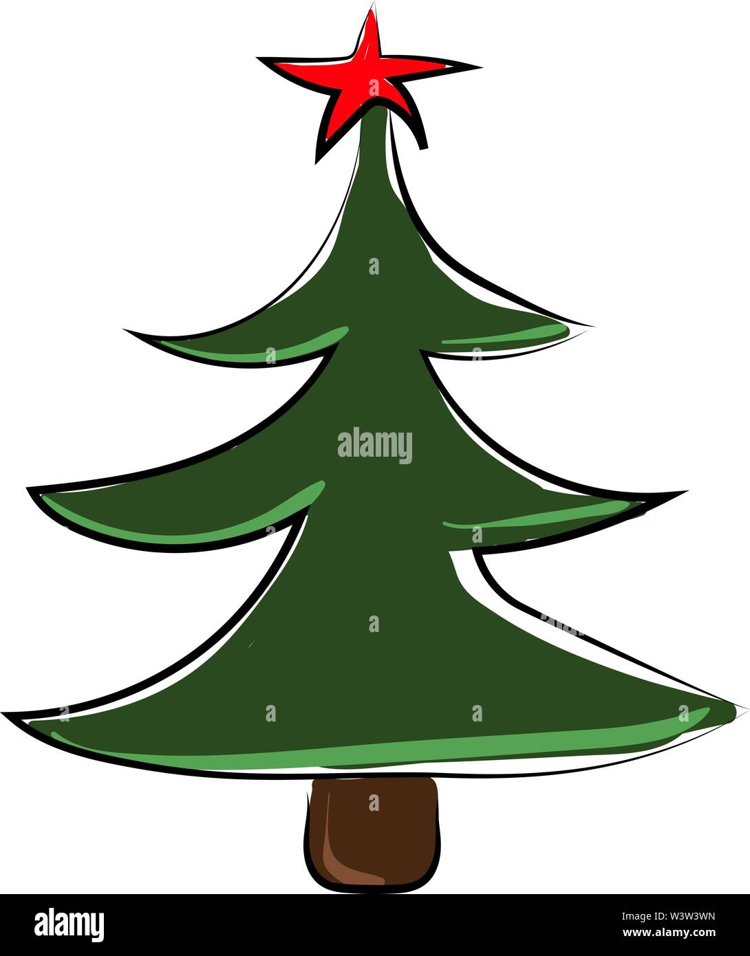 Christmas tree with star, illustration, vector on white background ...