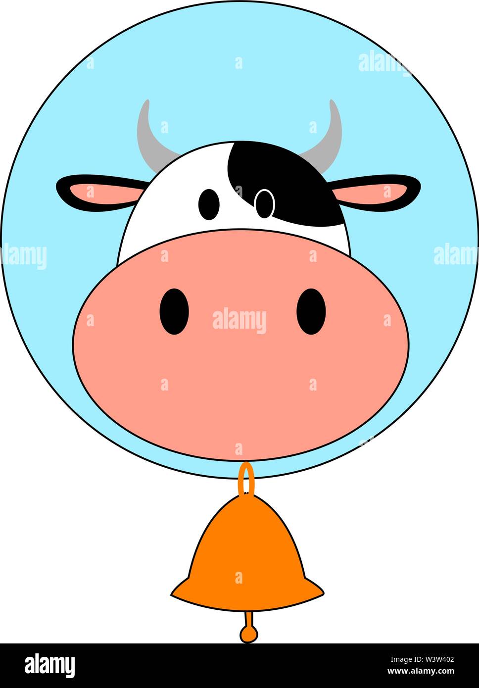Cow with bell, illustration, vector on white background Stock Vector ...