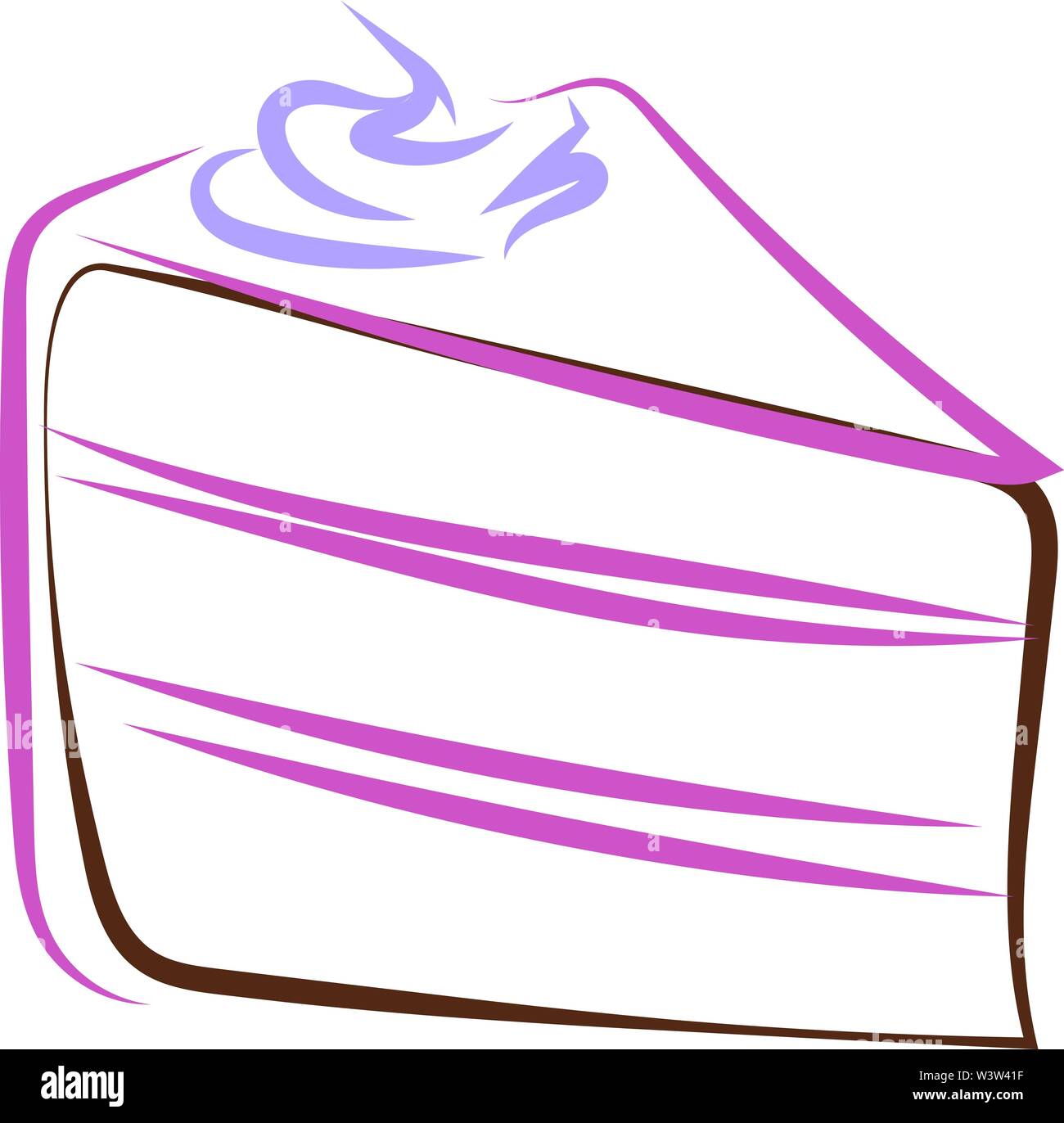 Cream cake drawing, illustration, vector on white background Stock ...