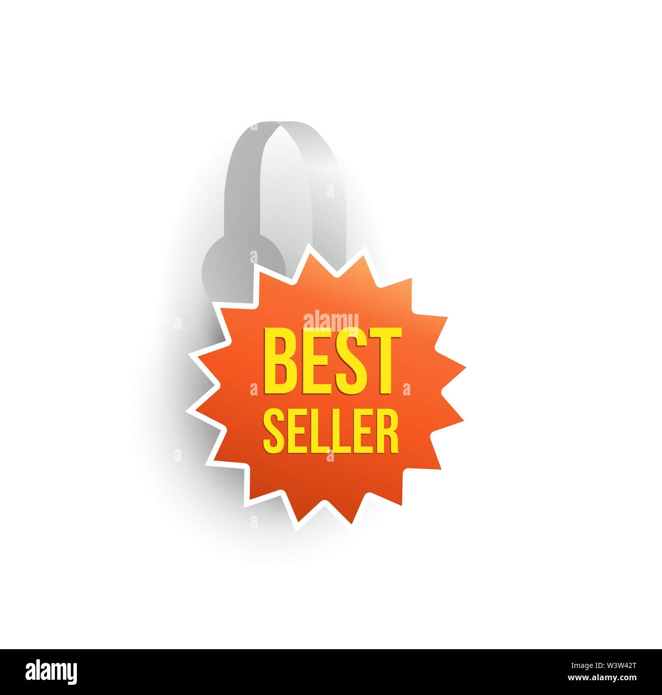 Vector orange star shape wobbler mockup with transparent strip isolated ...