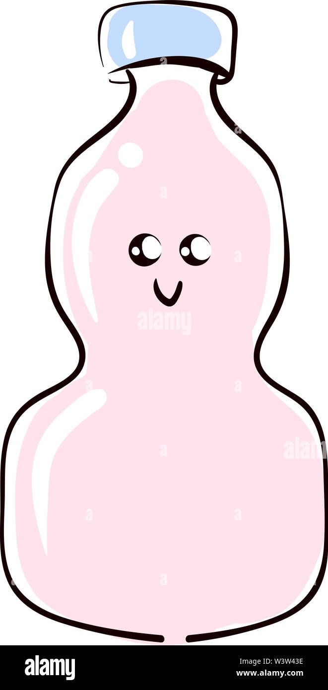 Cute pink bottle, illustration, vector on white background Stock Vector ...