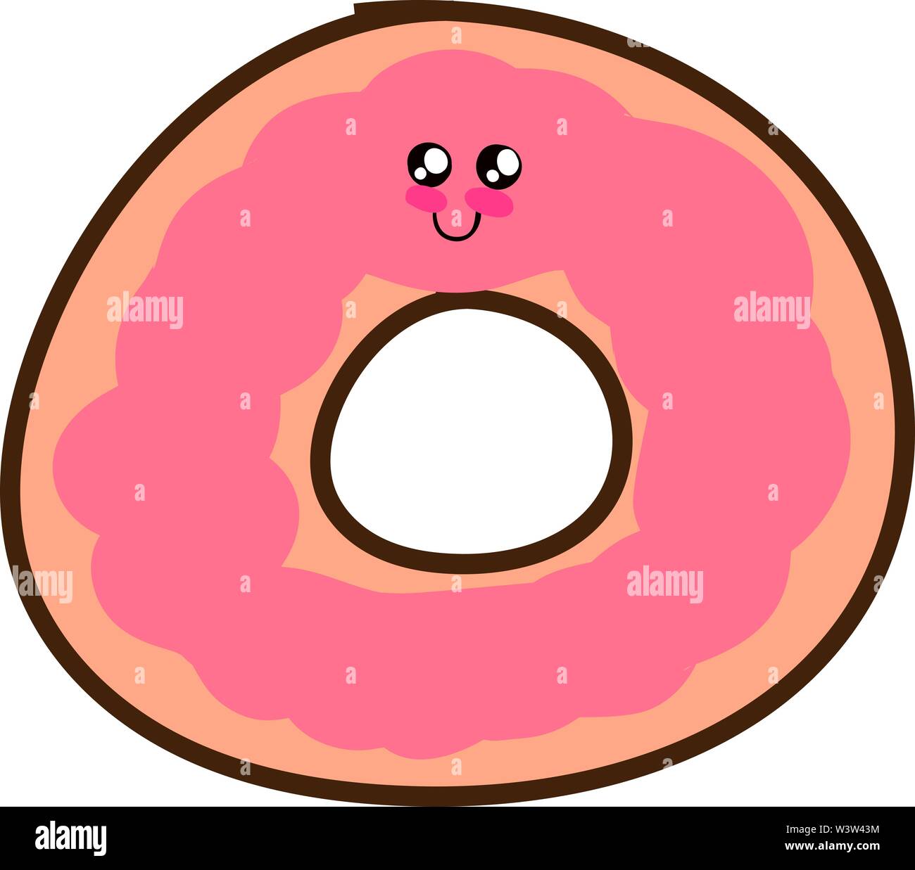Cute pink donut, illustration, vector on white background Stock Vector ...