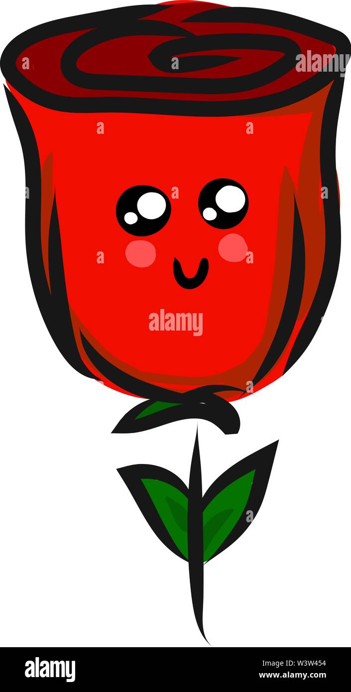 Cute red rose, illustration, vector on white background Stock Vector ...