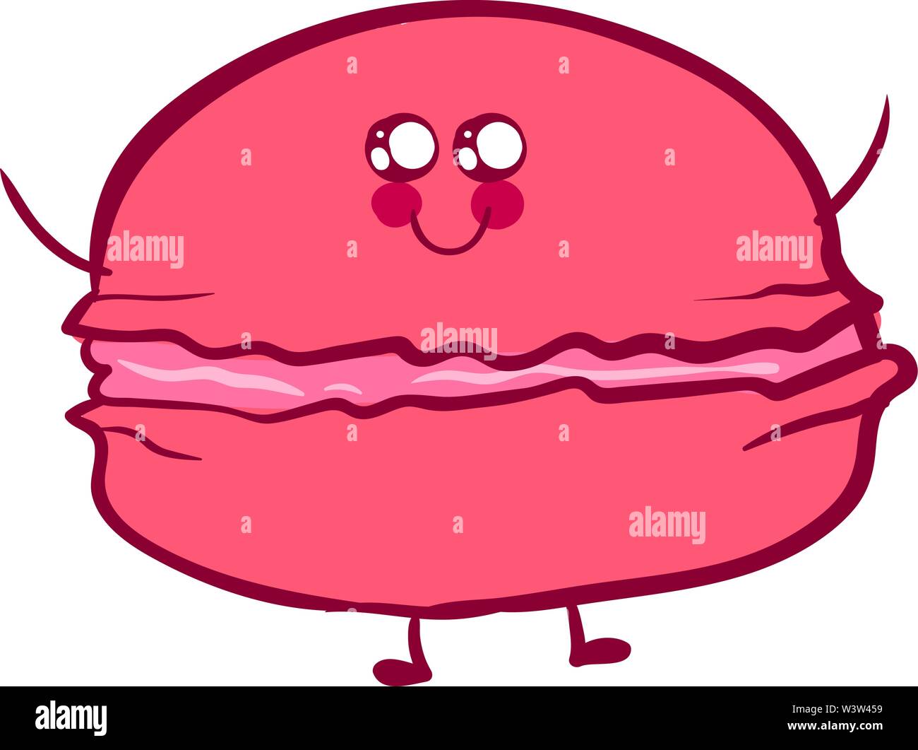 Pink cute macaron, illustration, vector on white background Stock ...