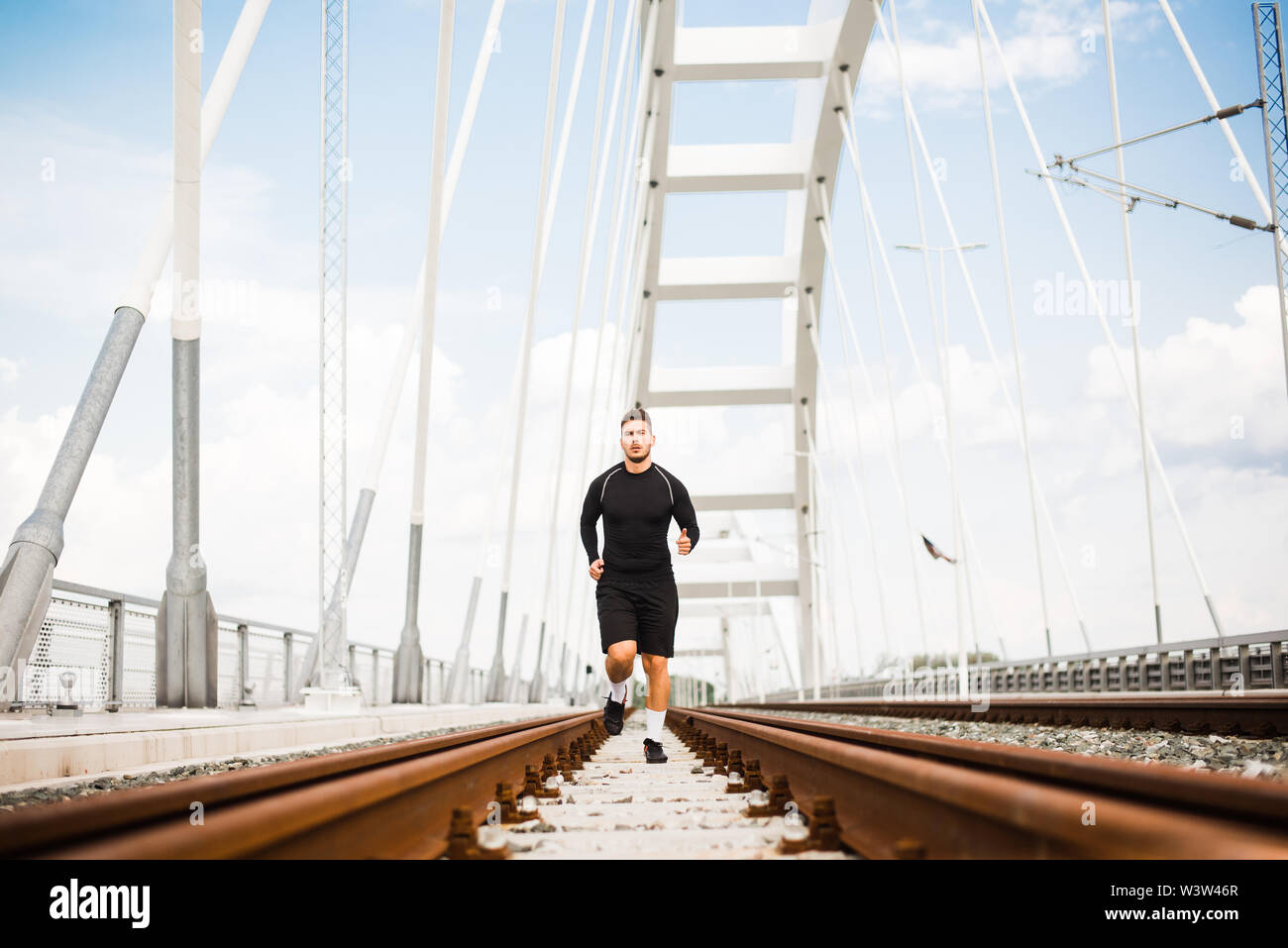 Athletic Man Doing Running Exercise Stock Photo - Alamy