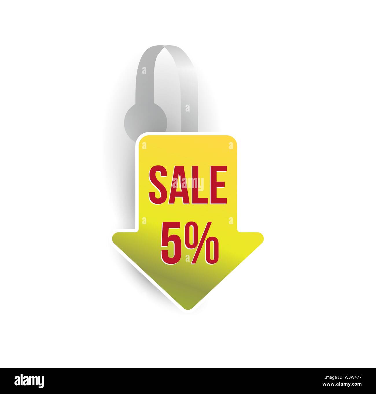 Vector yellow arrow shape wobbler mockup with transparent strip ...