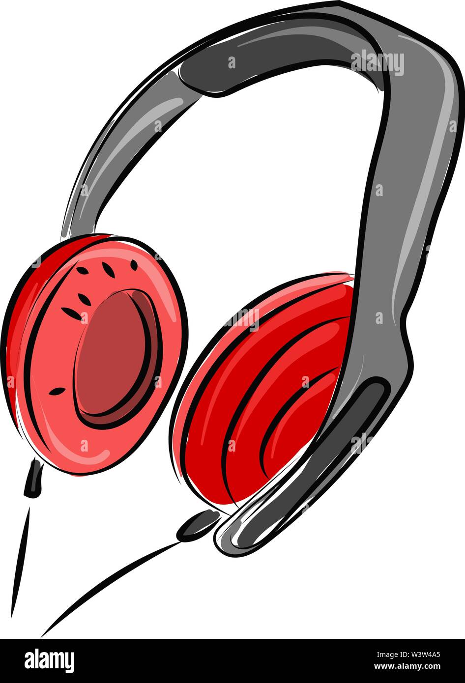 Red headphones, illustration, vector on white background Stock Vector ...