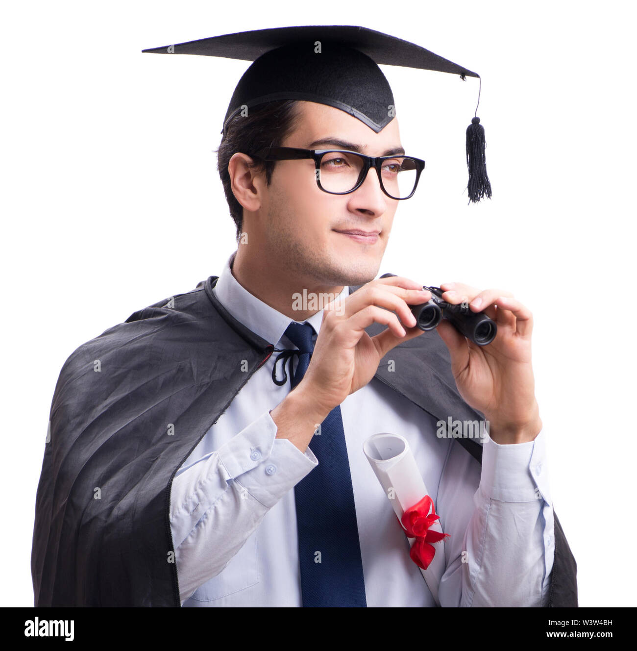 The student graduate isolated on white background Stock Photo - Alamy