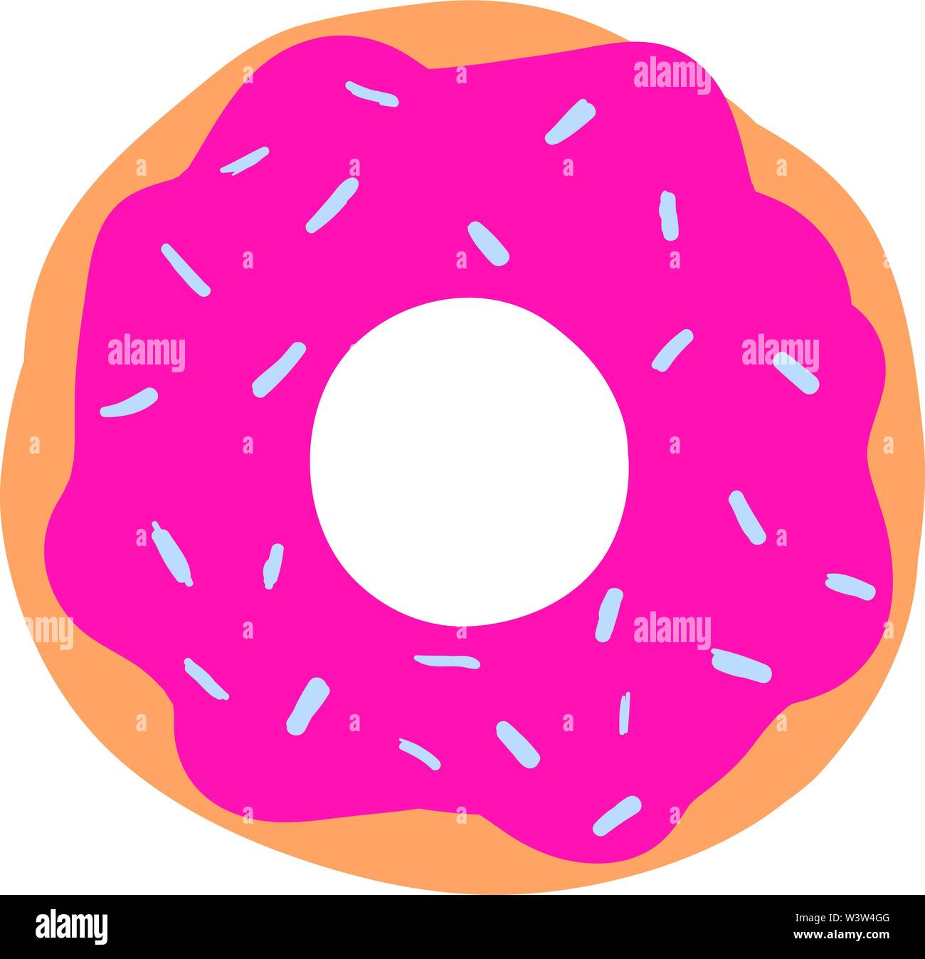 Pink donut, illustration, vector on white background Stock Vector Image ...