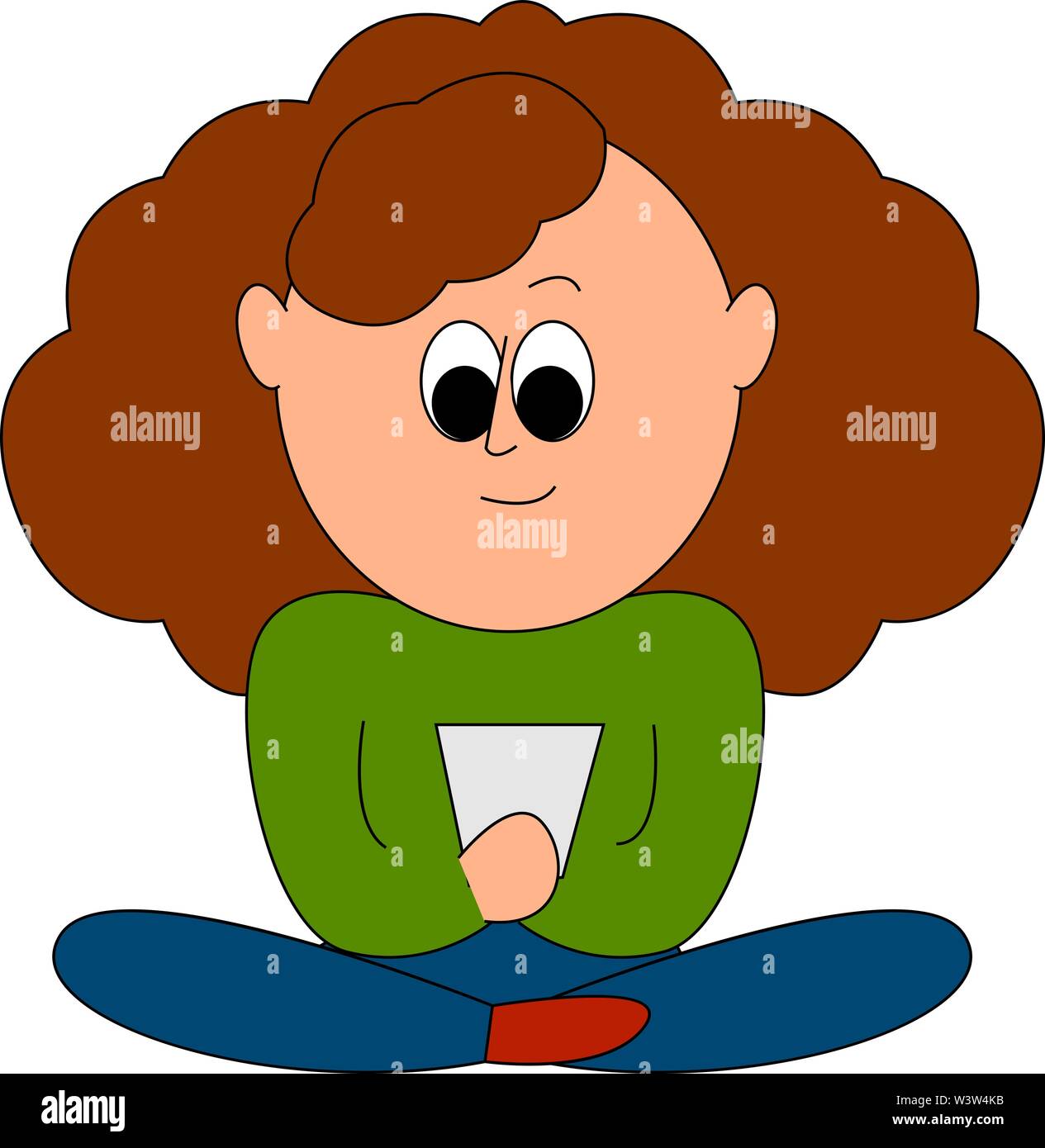 Girl with mobile phone, illustration, vector on white background Stock ...