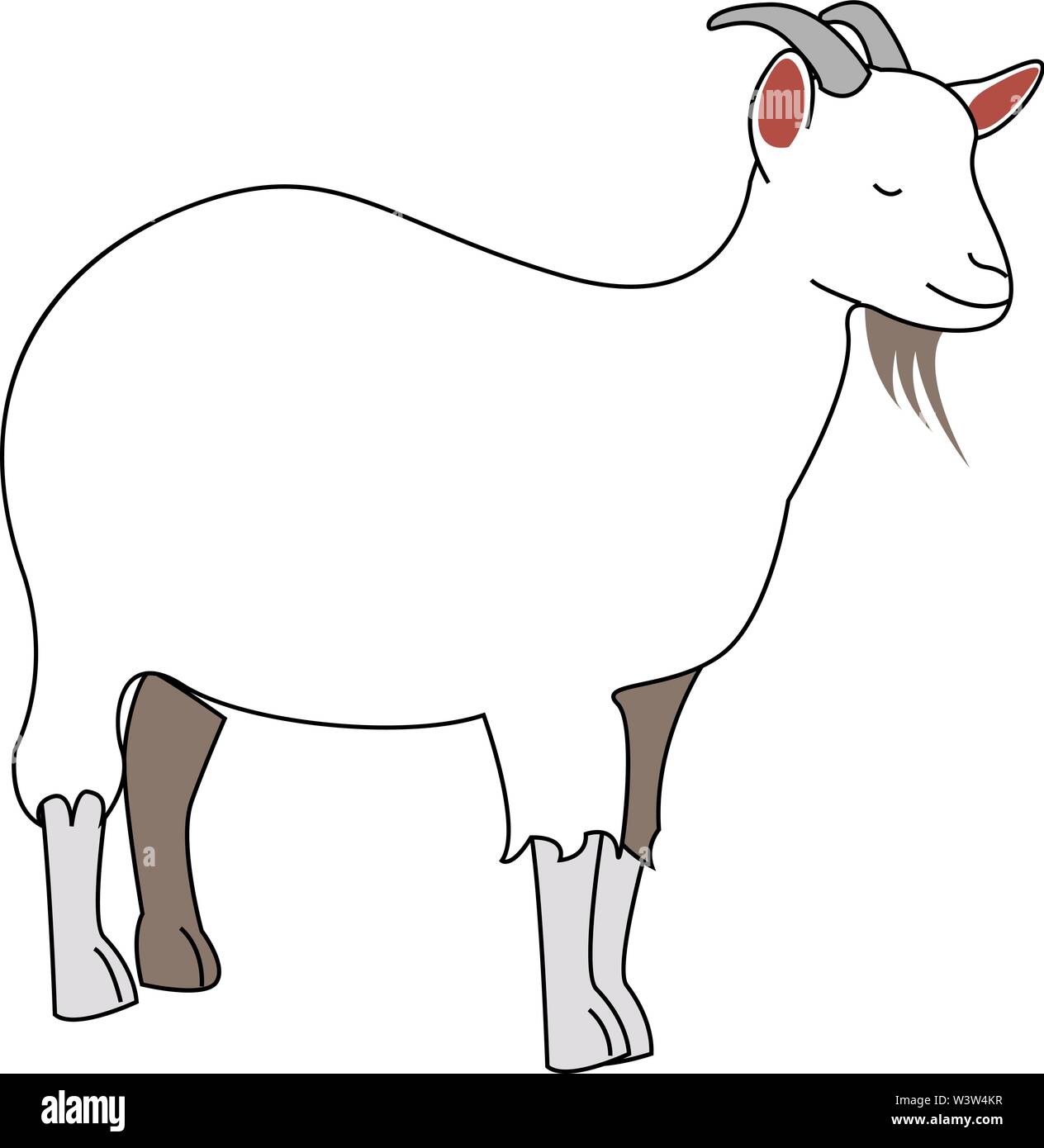 Goat with horns, illustration, vector on white background Stock Vector ...