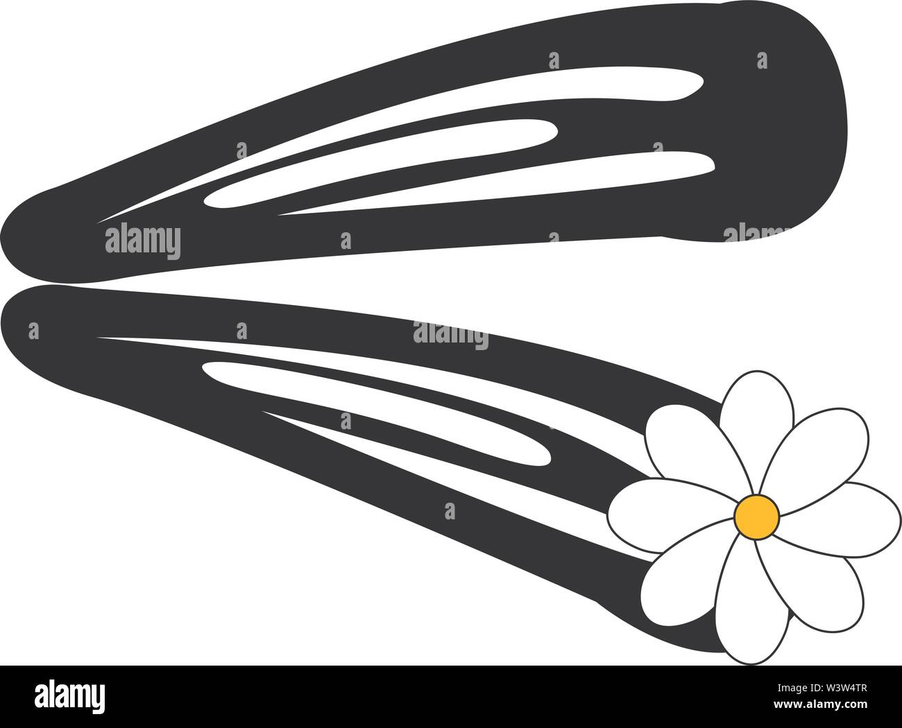 Hairpin with flower, illustration, vector on white background Stock ...