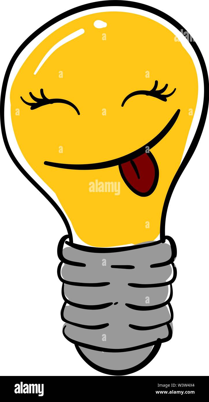 Happy lighting bulb, illustration, vector on white background Stock ...