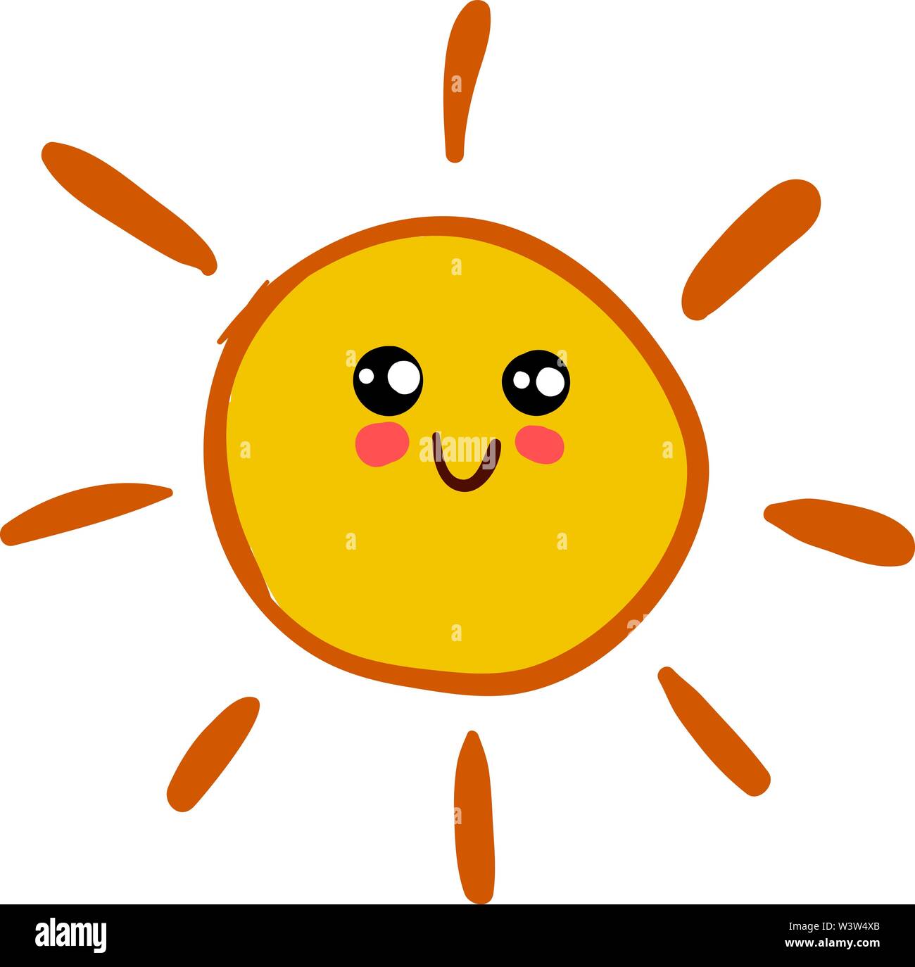 Happy sun smiling, illustration, vector on white background Stock ...