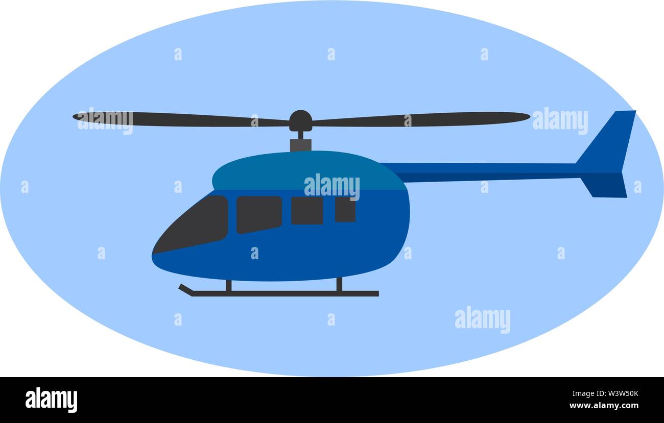 Blue helicopter, illustration, vector on white background Stock Vector ...