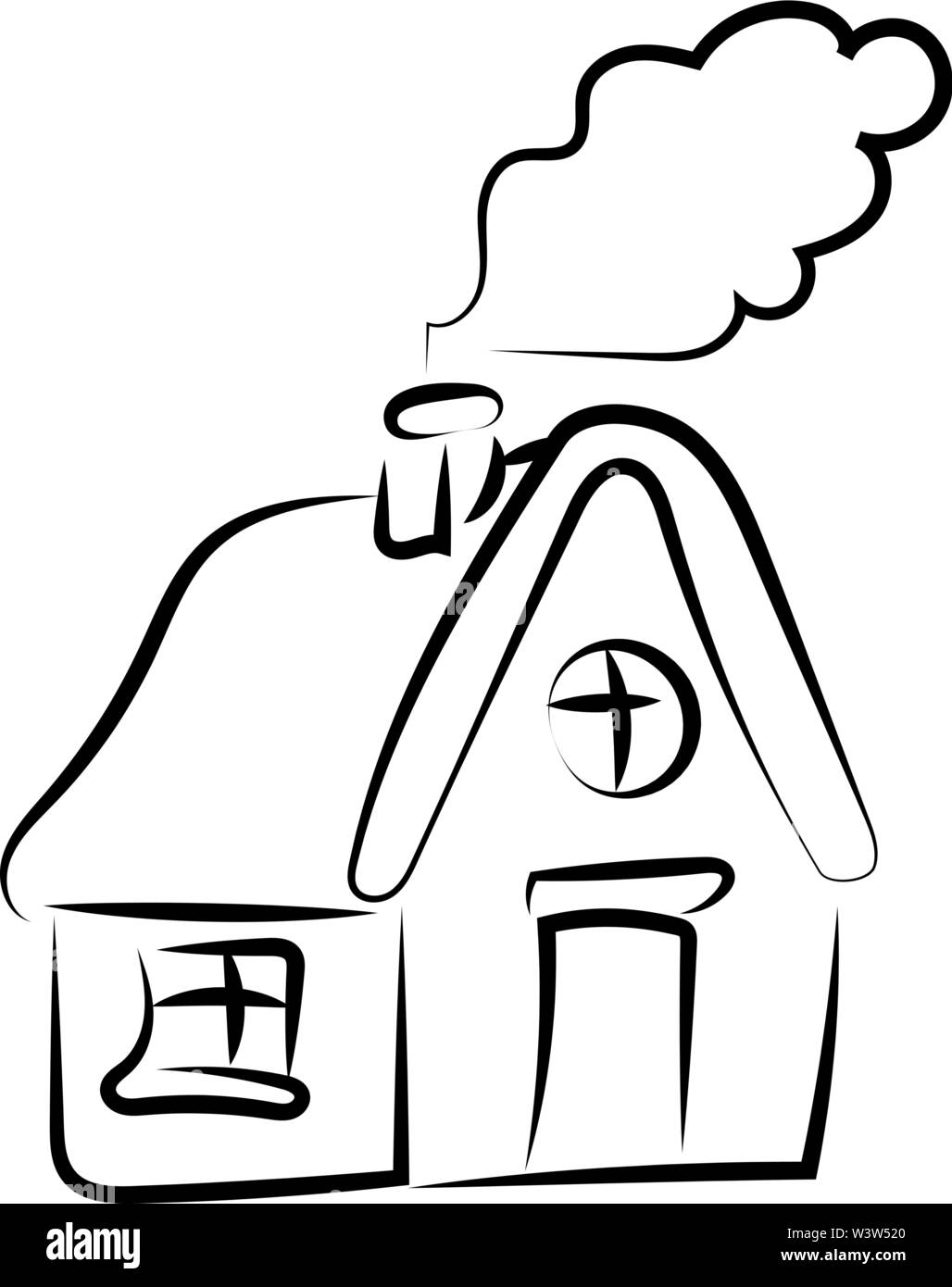 House drawing, illustration, vector on white background Stock Vector ...